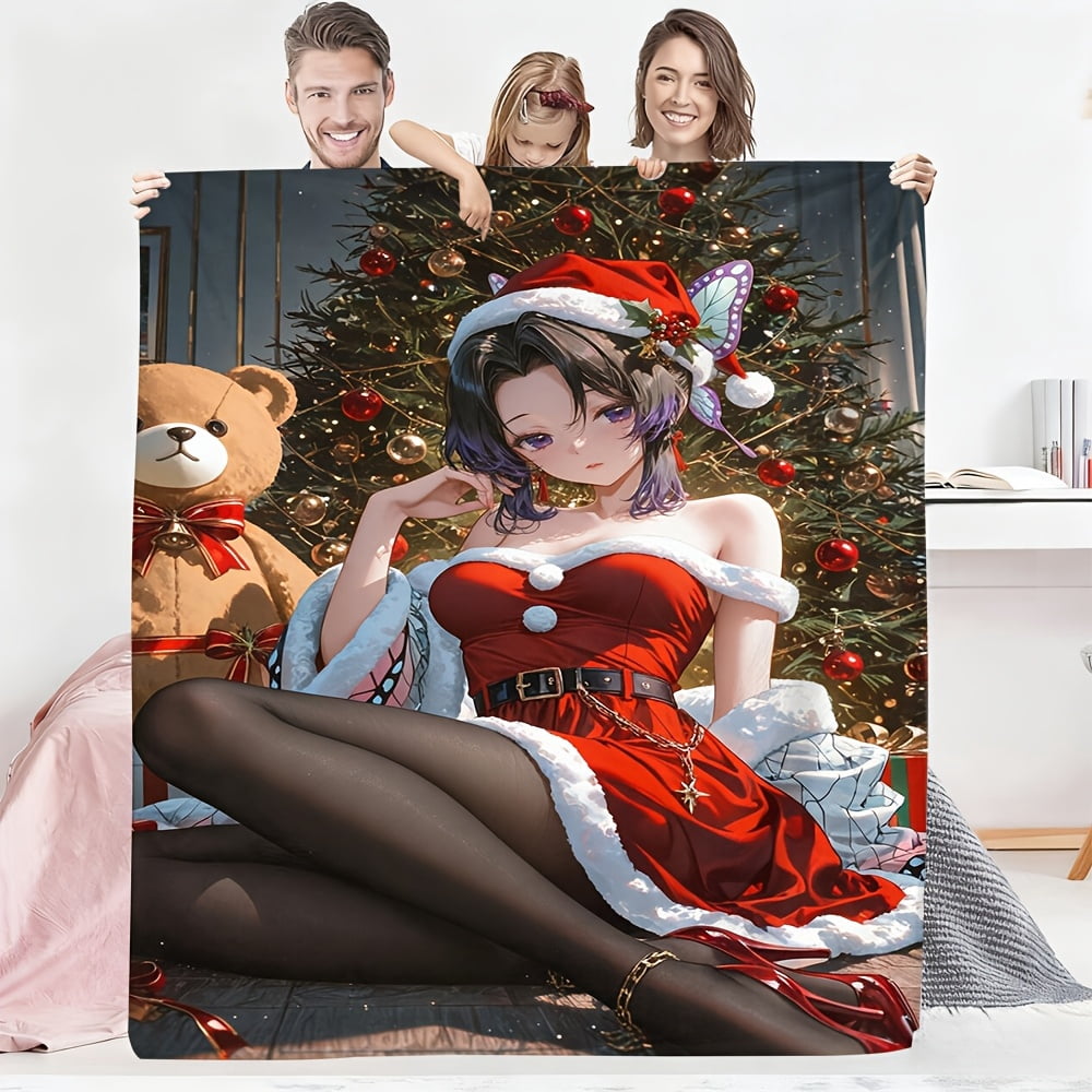 Demon Slayer Shinobu Kocho Christmas Fleece Blanket - 4 Sizes (30x40 to ...