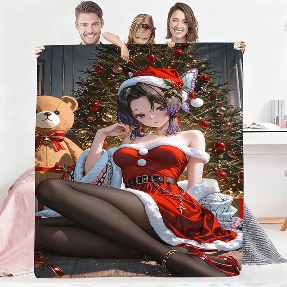 Demon Slayer Shinobu Kocho Christmas Fleece Blanket - 4 Sizes (30x40 to ...