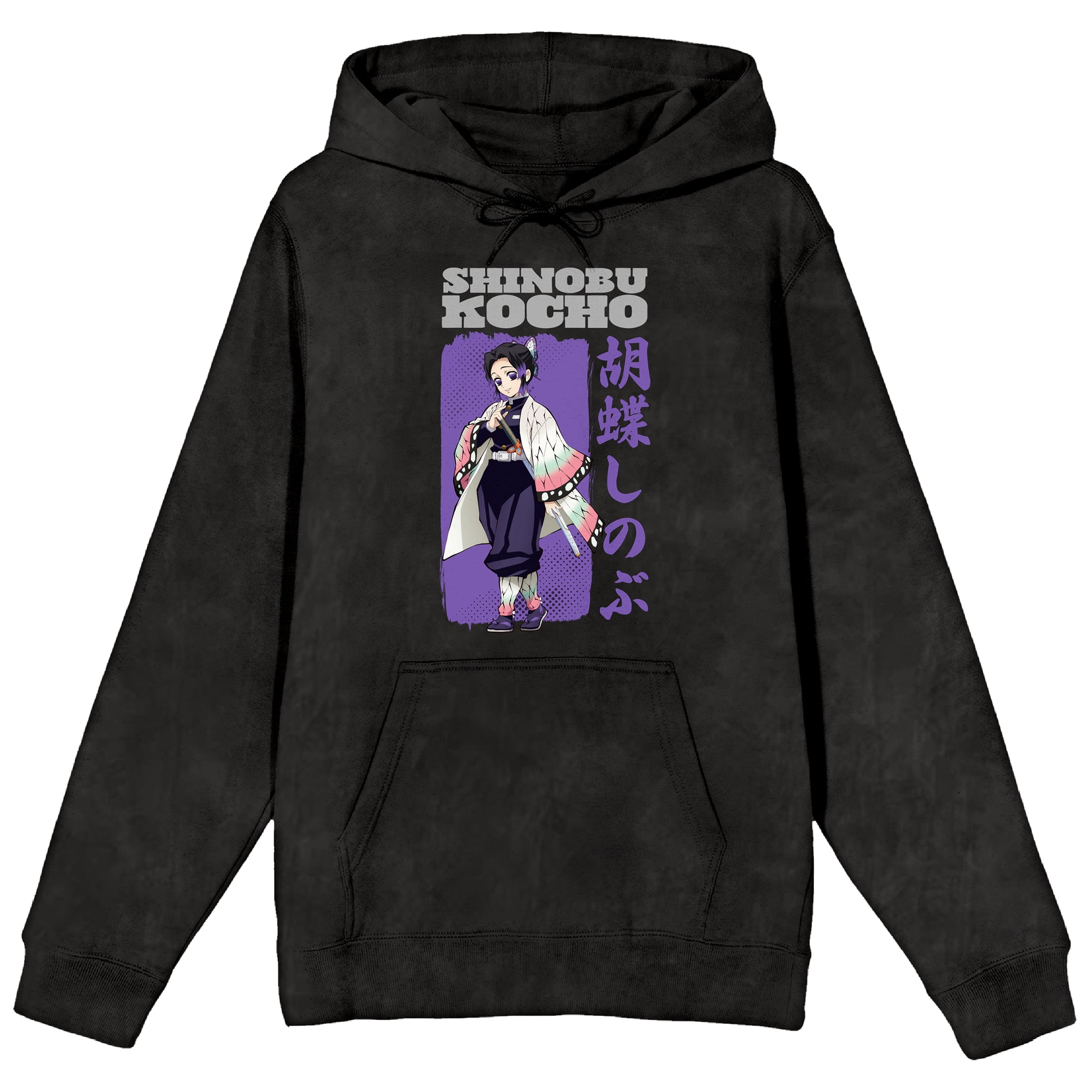 Demon Slayer Shinobu Kocho Purple Kanji Men's Black Graphic Hoodie ...