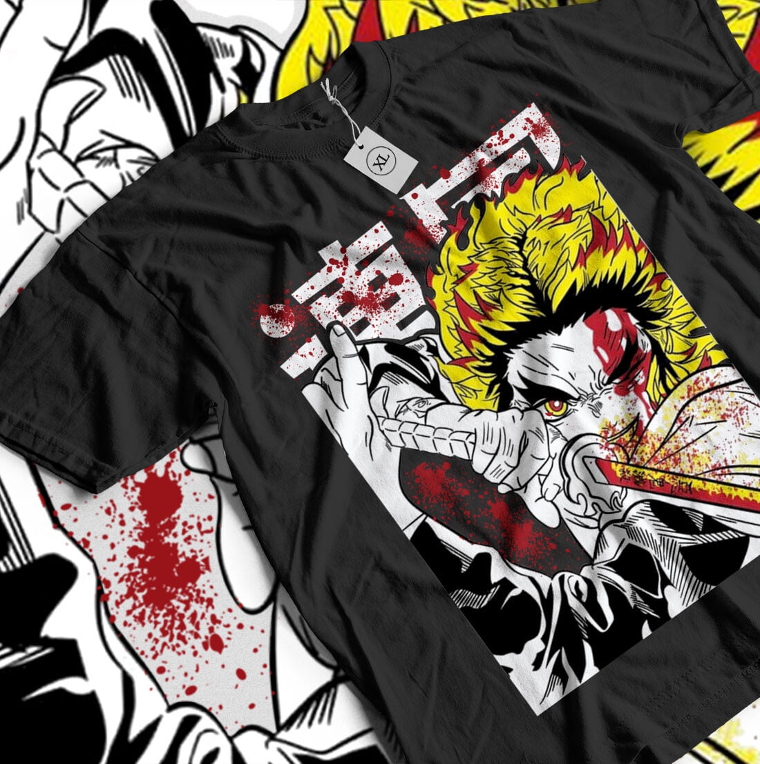 Demon Slayer Shirt Kyojuro Rengoku Vintage Anime Horror Graphic Tee ...