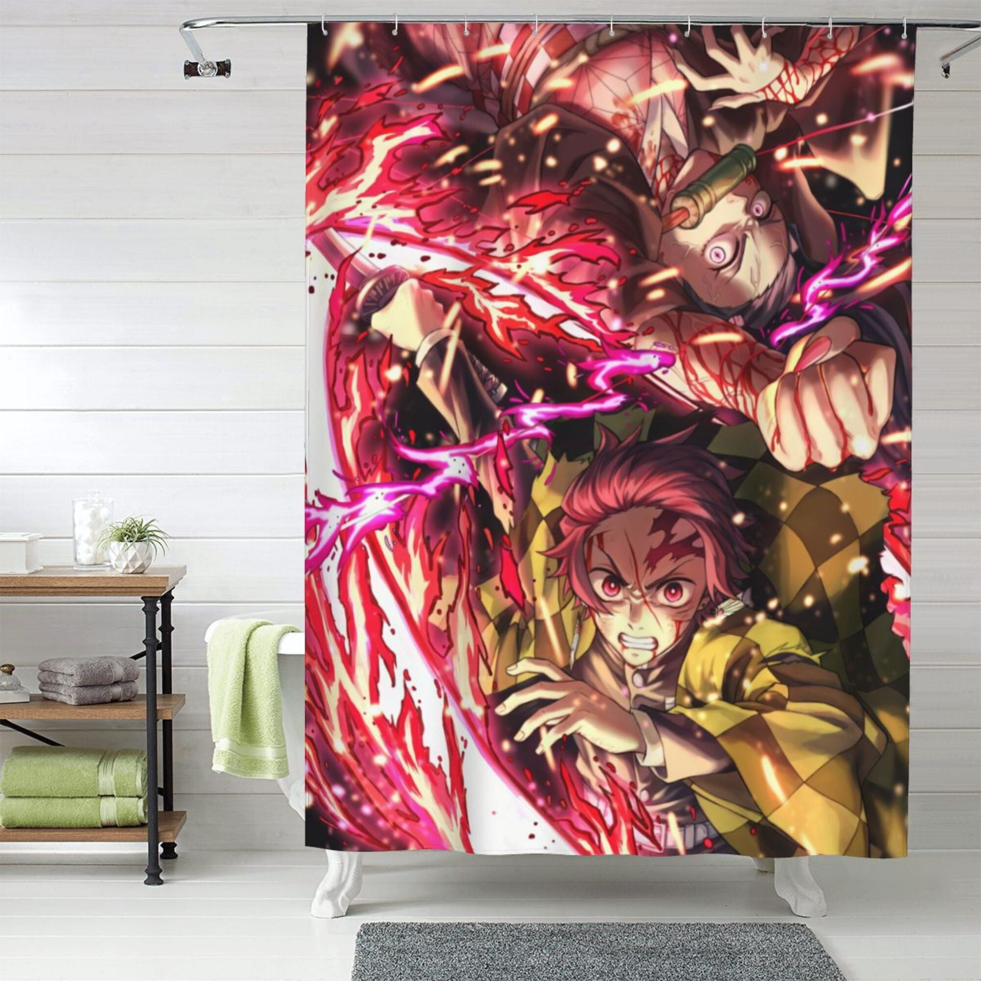 Demon Slayer Shower Curtain, 60 x 72 inch Waterproof Fabric Shower ...
