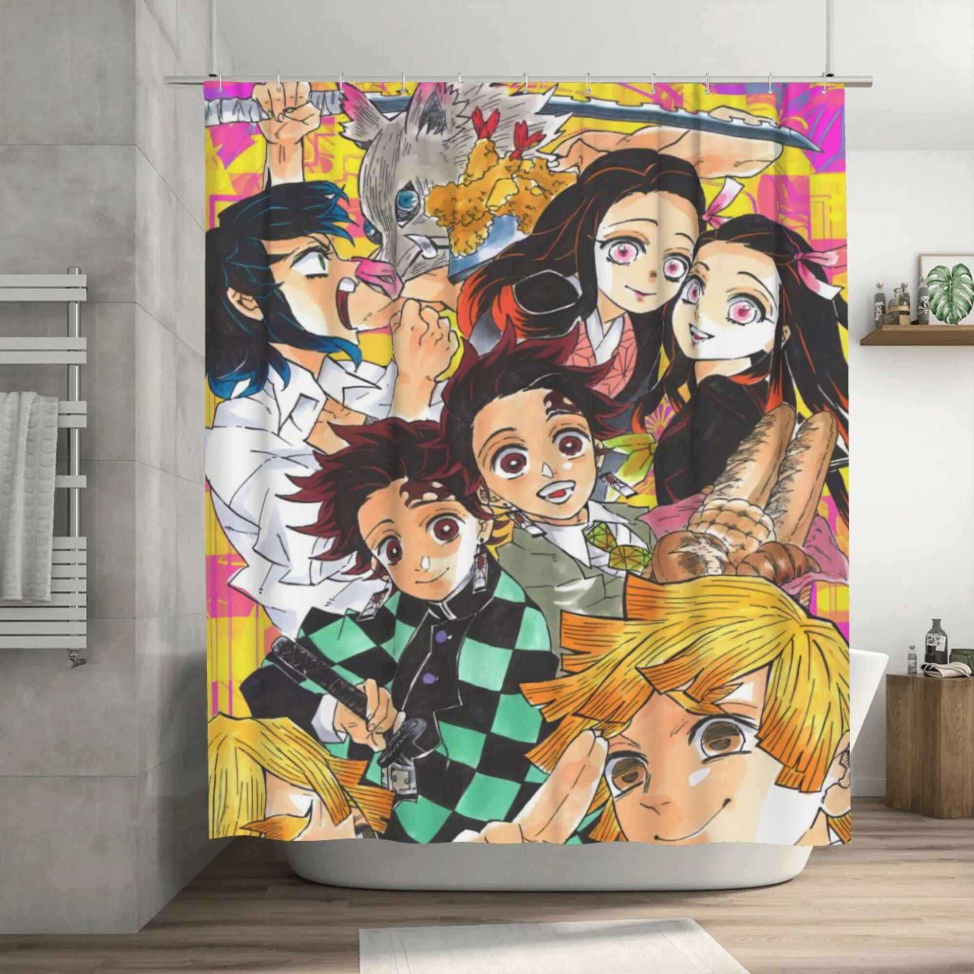 Demon Slayer Shower Curtain, 72 x 72 inch Waterproof Fabric Shower ...