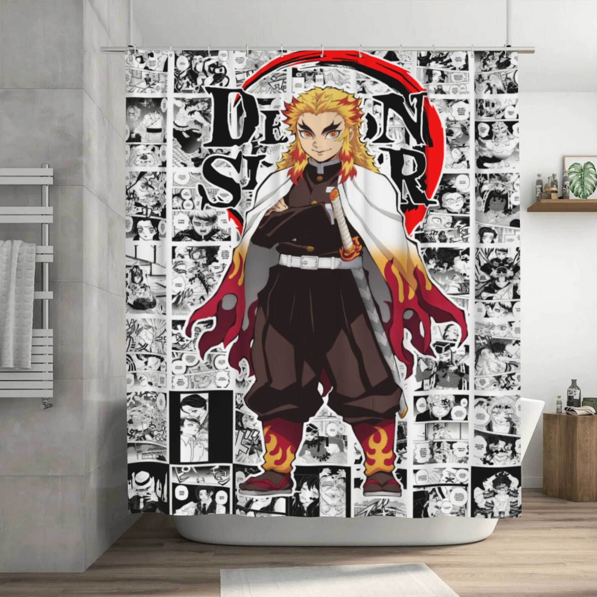 Demon Slayer Shower Curtain, 72 x 72 inch Waterproof Fabric Shower ...