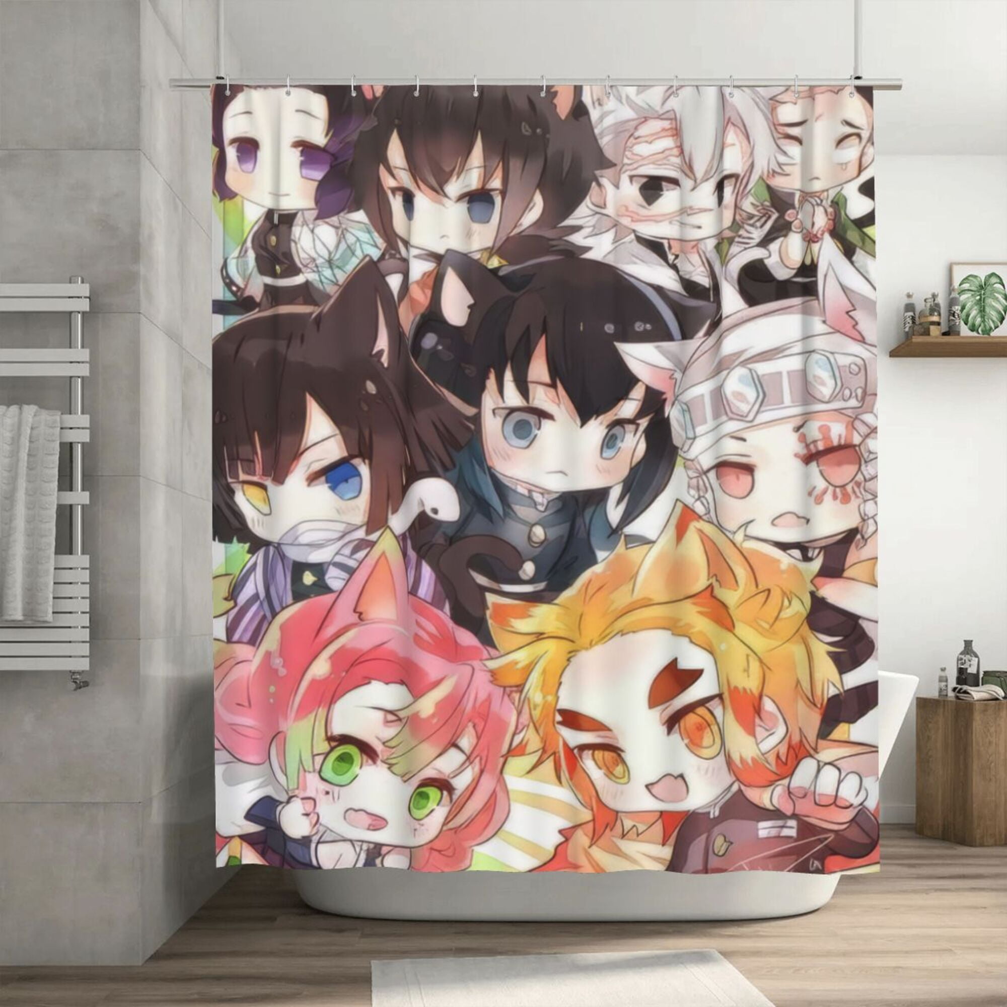 Demon Slayer Shower Curtain, 72 x 72 inch Waterproof Fabric Shower ...