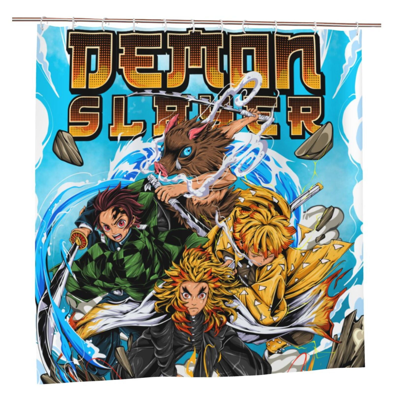 Demon Slayer Shower Curtain Anime Waterproof Fabric Bathroom Shower ...