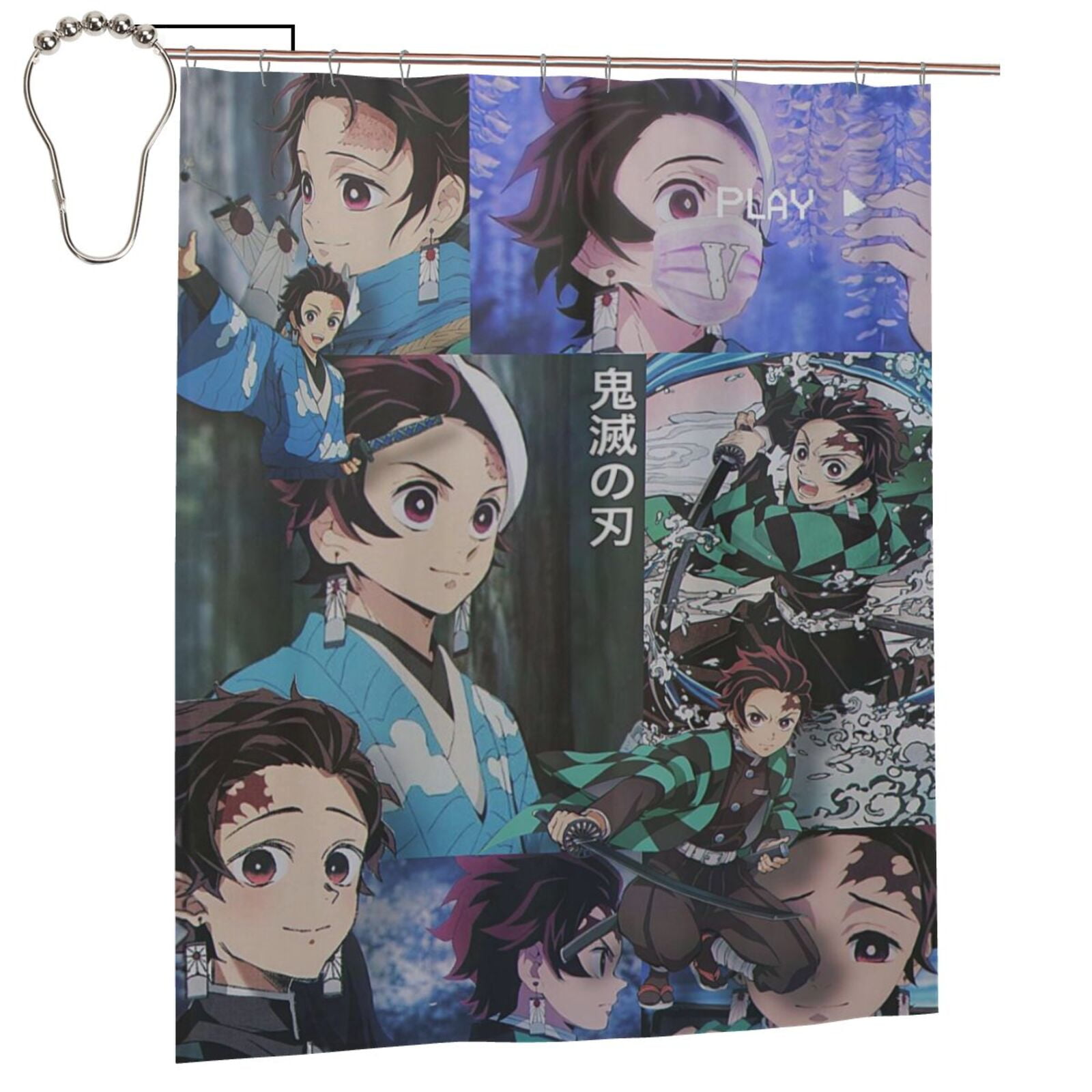 Demon Slayer Shower Curtain Waterproof Bathroom Curtain Bath Decor With ...