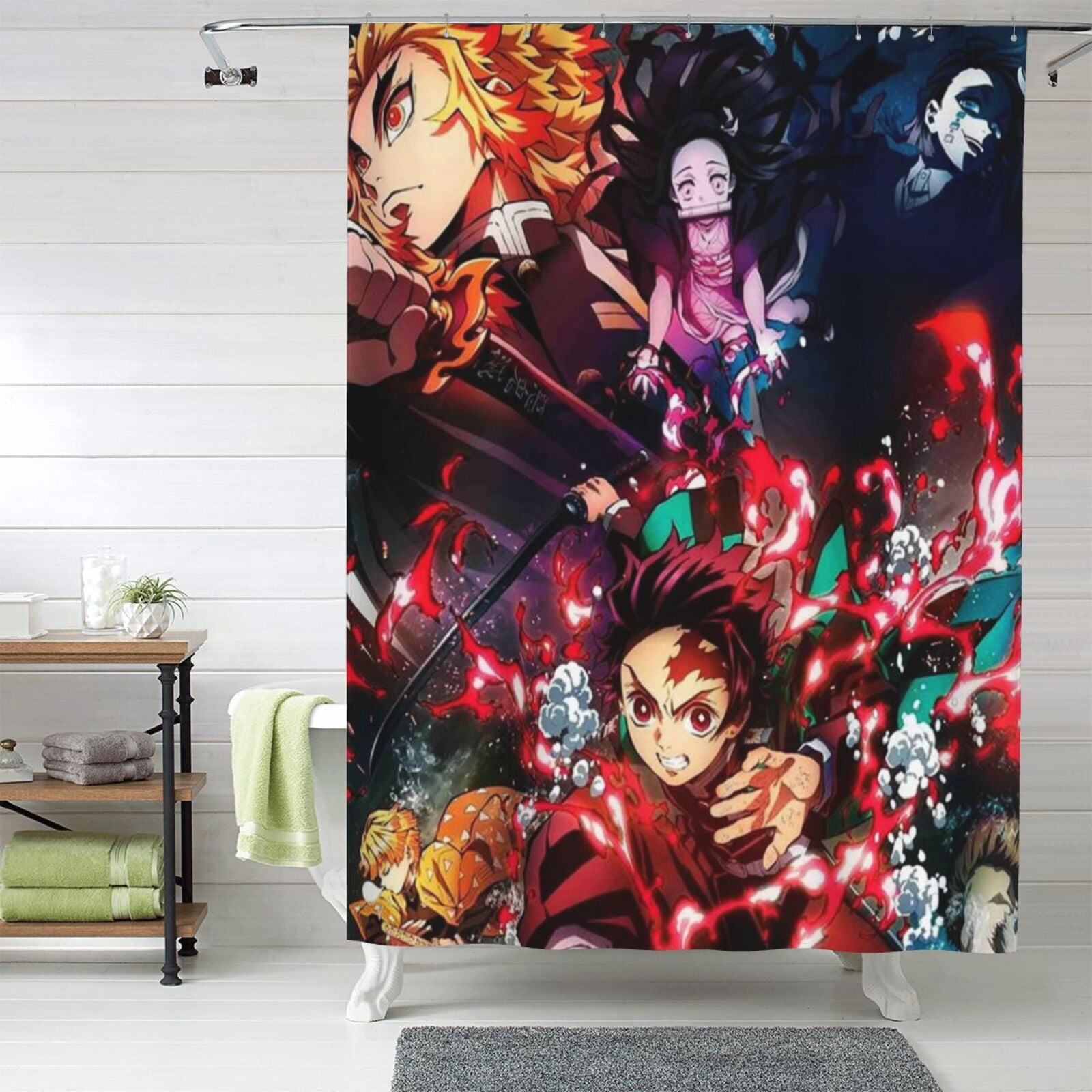 Demon Slayer Shower Curtain Waterproof Fabric Cloth Shower Curtains ...