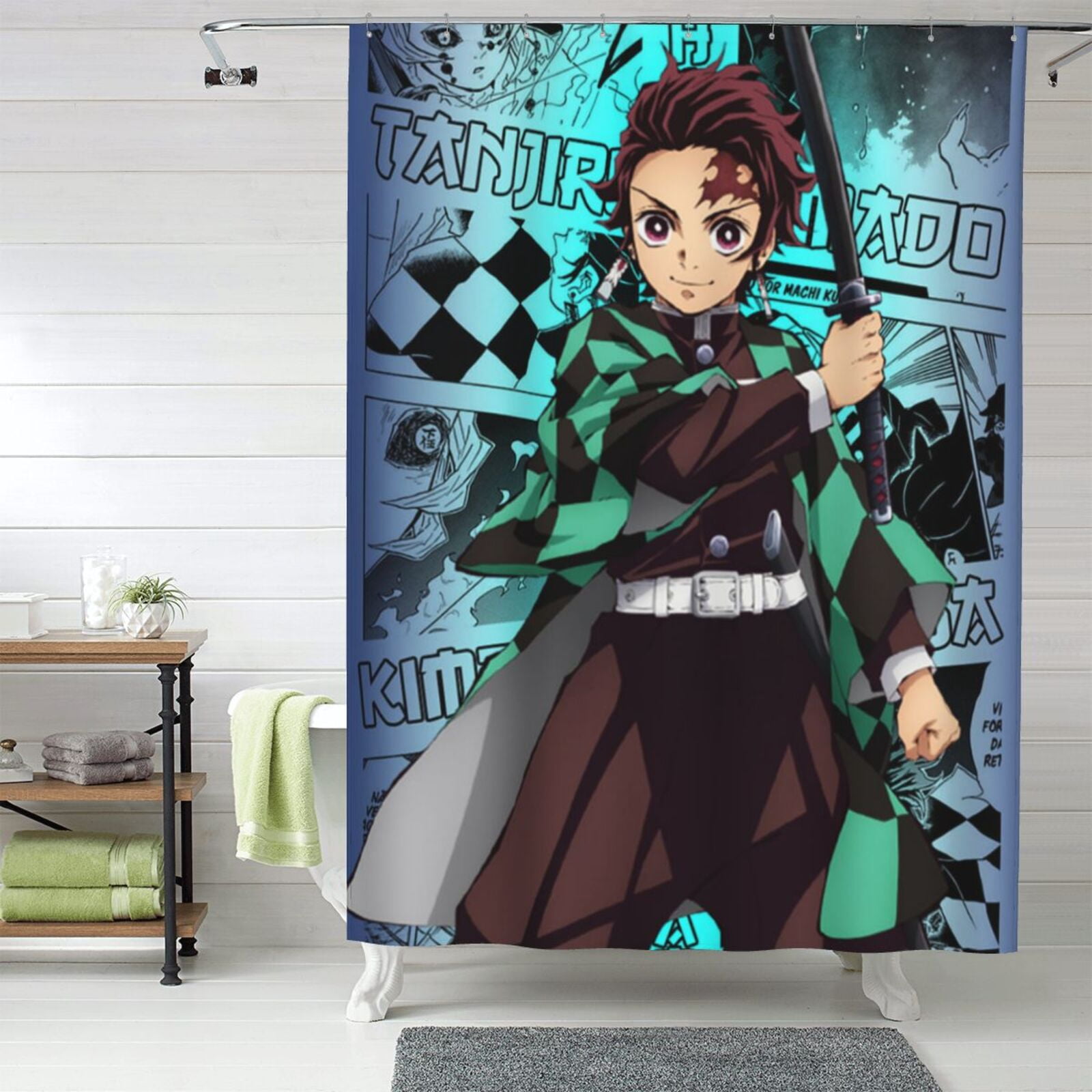Demon Slayer Shower Curtain Waterproof Fabric Cloth Shower Curtains ...