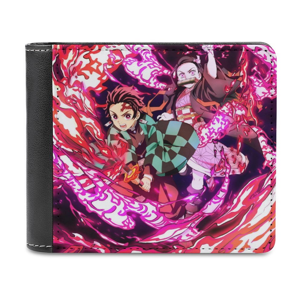 Demon Slayer Slim Bifold Wallet Purse Leather Wallets for Men Women ...