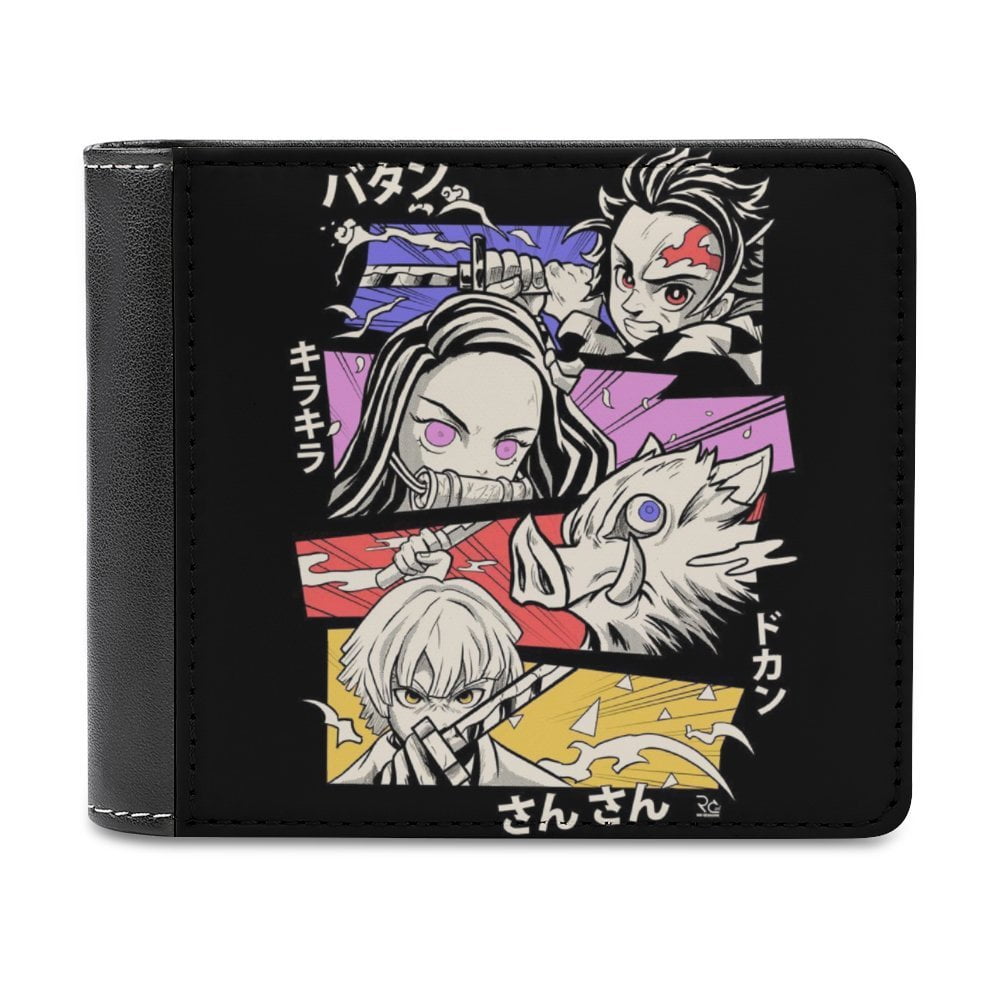 Demon Slayer Slim Bifold Wallet Purse Leather Wallets for Men Women ...