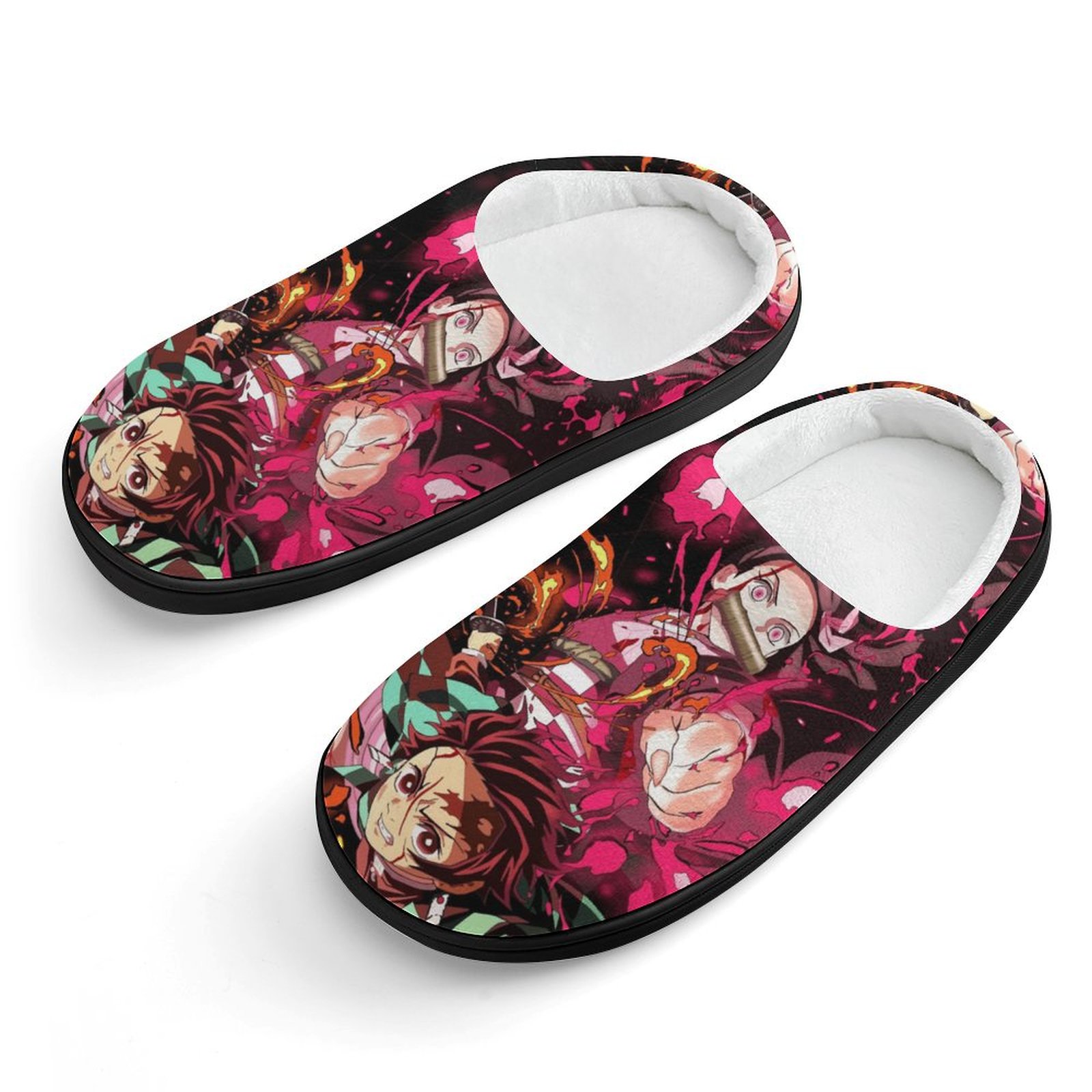 Demon Slayer Slippers for Kids, Cute Soft Plush Anti-slip Fluffy Fuzzy ...