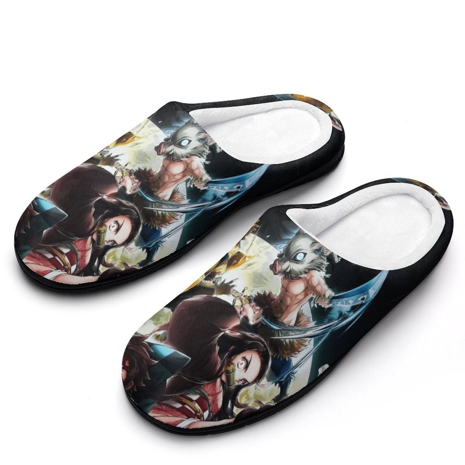 Demon Slayer Slippers for Mens, Soft Plush Anti-slip Fluffy Fuzzy House ...