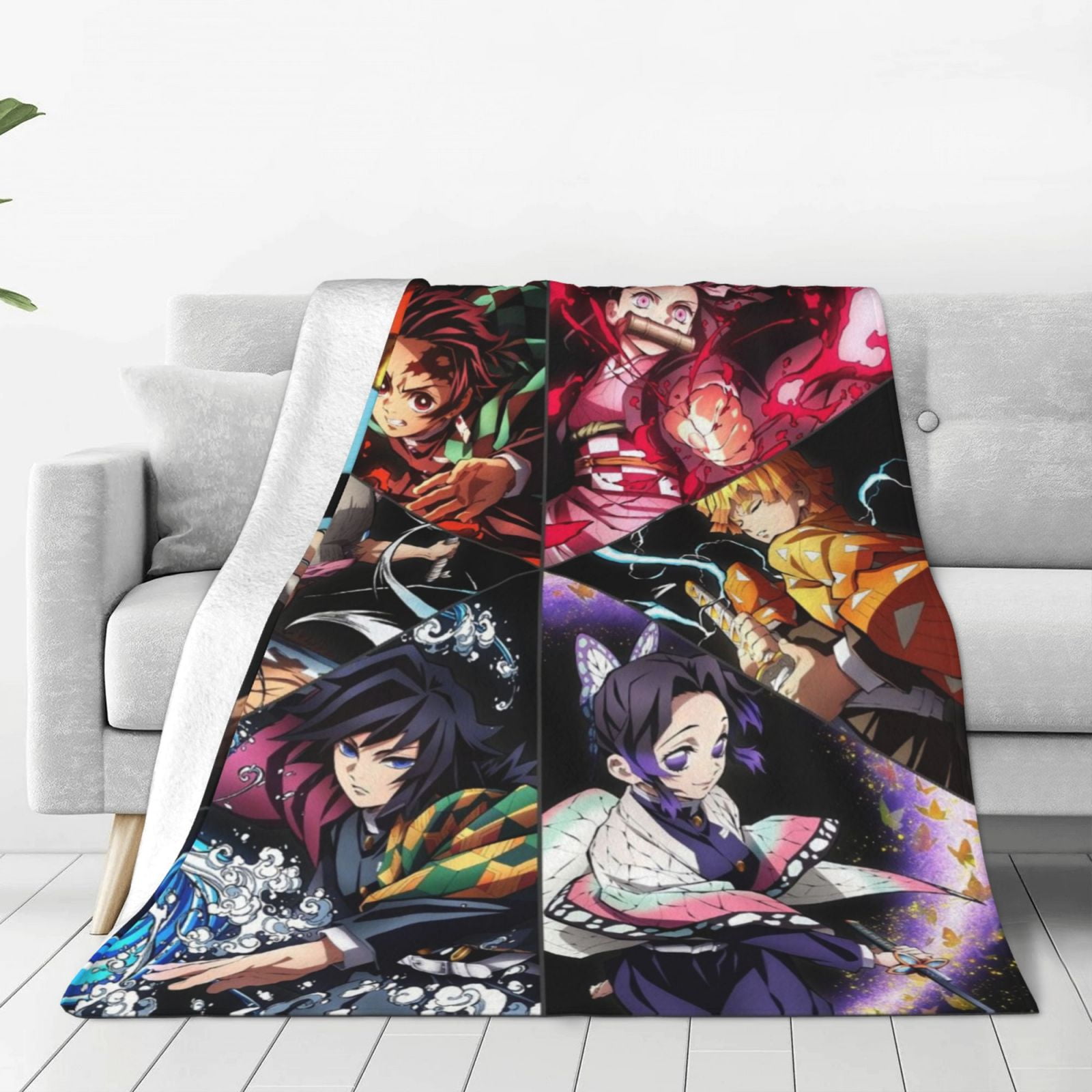 Demon Slayer Soft Cozy Fleece Throw Blanket Plush Lightweight Warm Fuzzy Flannel Blankets and ...