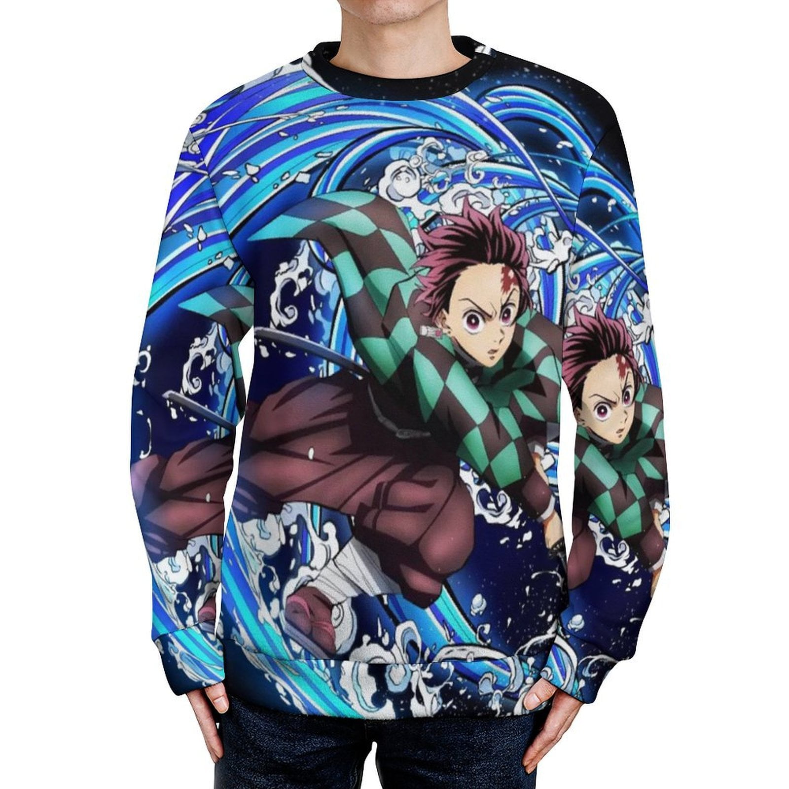Demon Slayer Unisex Sweater Long Sleeve Round Neck Pullover Jumper Fall ...