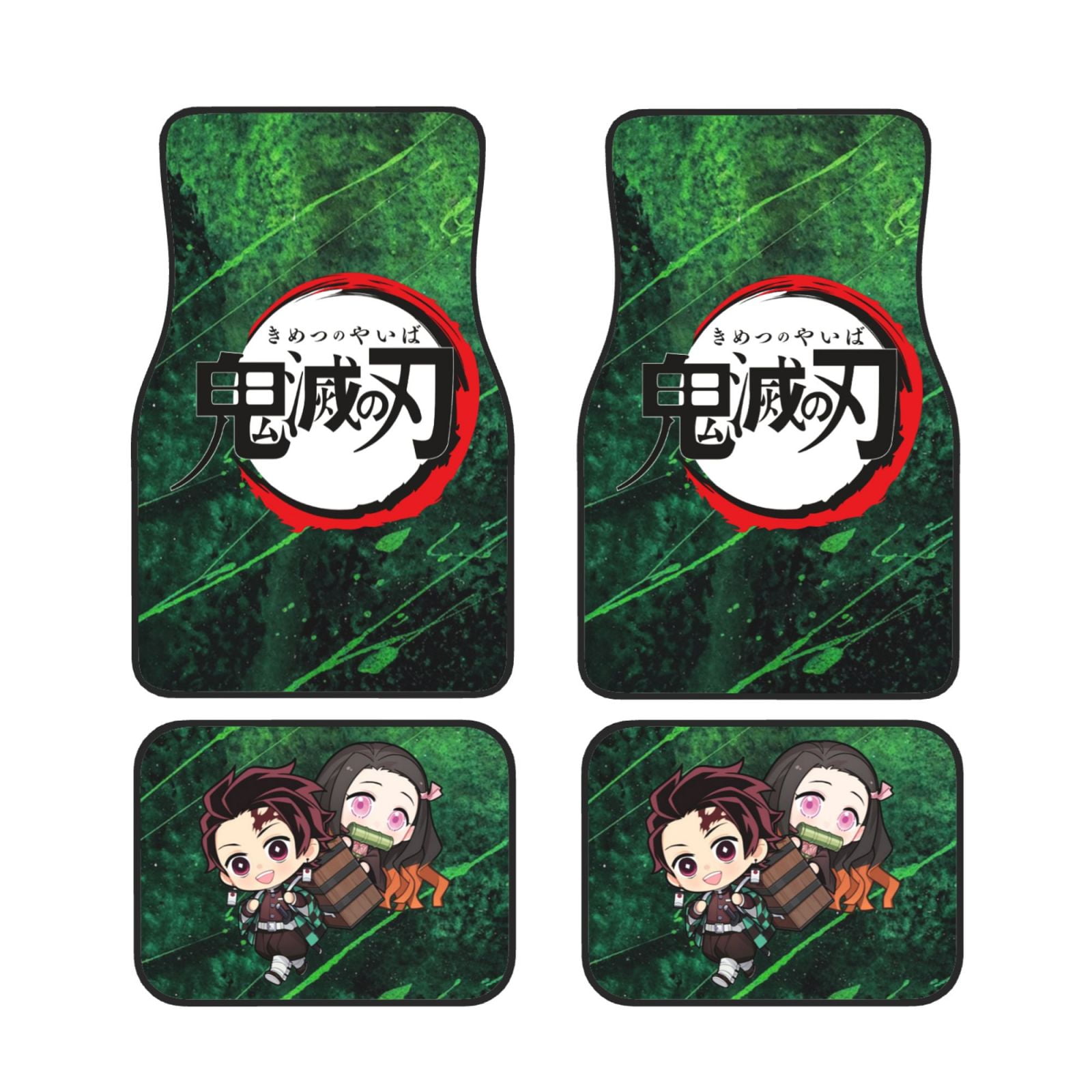 Demon Slayer Symbol Car Floor Mats 4-Piece Full Set Front Rear Auto ...
