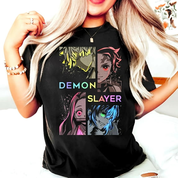 Demon Slayer T-Shirt – Tanjiro Nezuko Zenitsu Inosuke Anime Graphic Tee ...