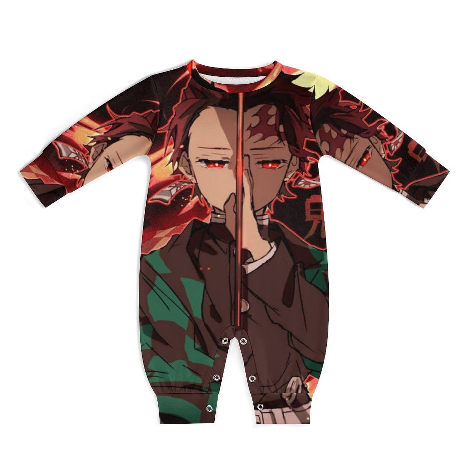 Demon Slayer Tanjiro Baby Rompers One-Piece Kid's Long Sleeve Jumpsuit ...