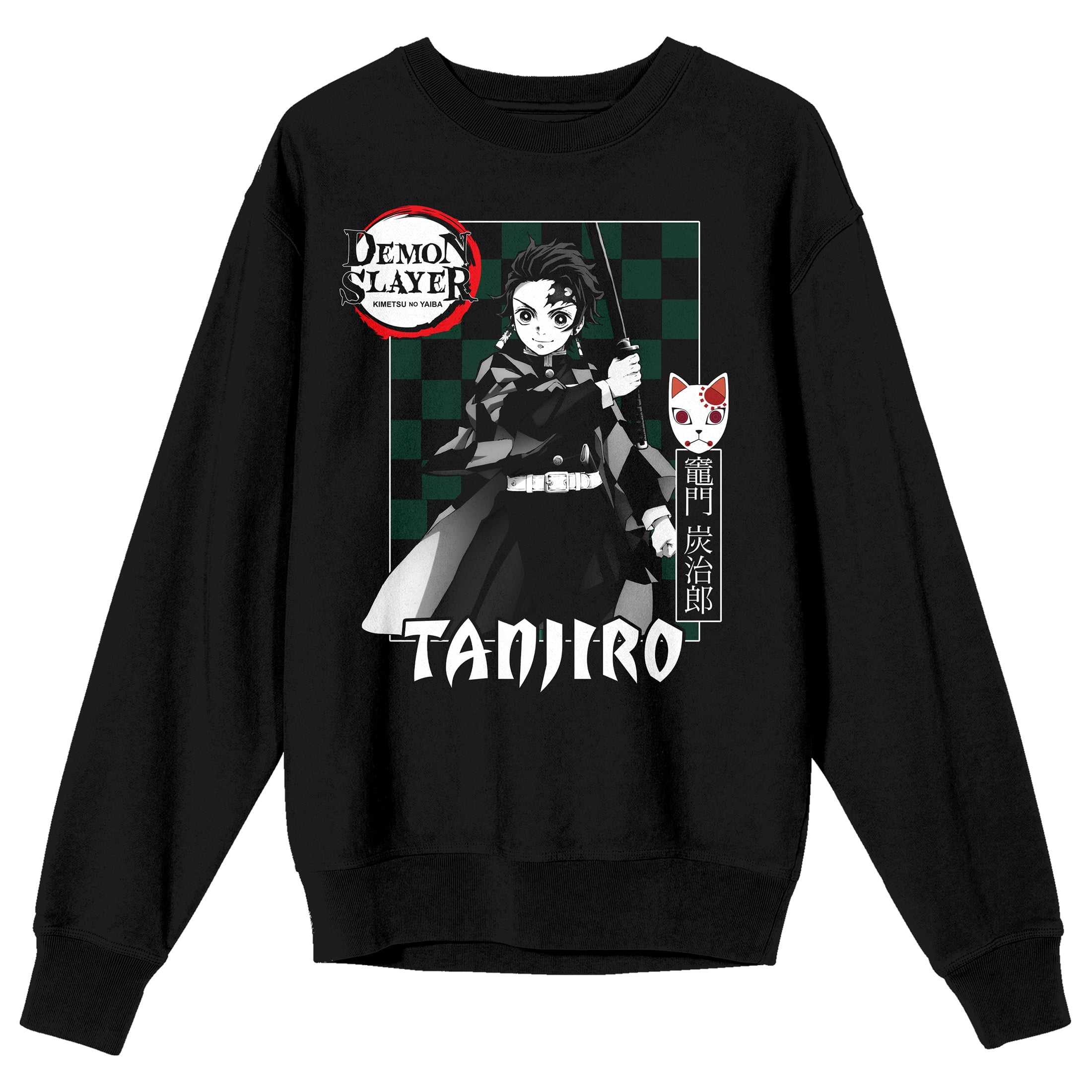 Demon Slayer Tanjiro Kamado Black Crew Neck Sweatshirt-Large - Walmart.com