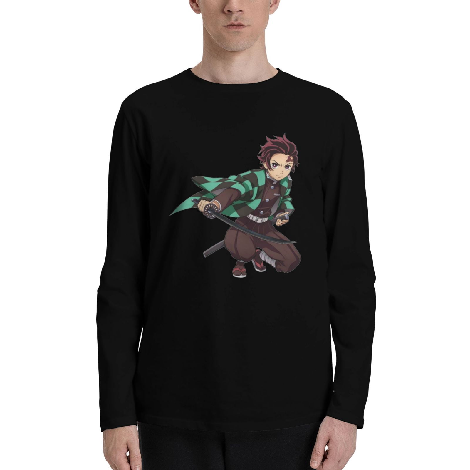 Demon Slayer Tanjiro Kamado Men'S Casual Fashion Crew Neck Long Sleeve ...
