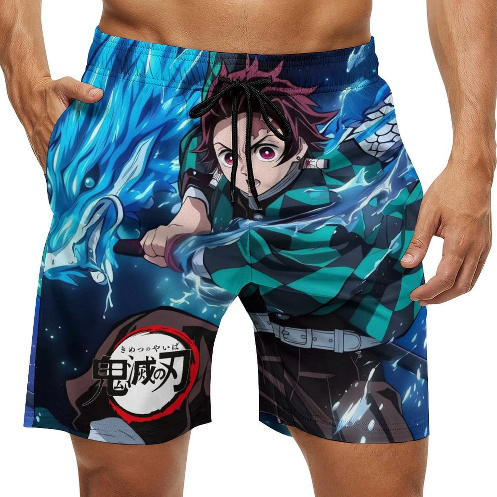 Demon Slayer Tanjiro Kamado Men's Beach Shorts Swim Trunks Quick Dry ...