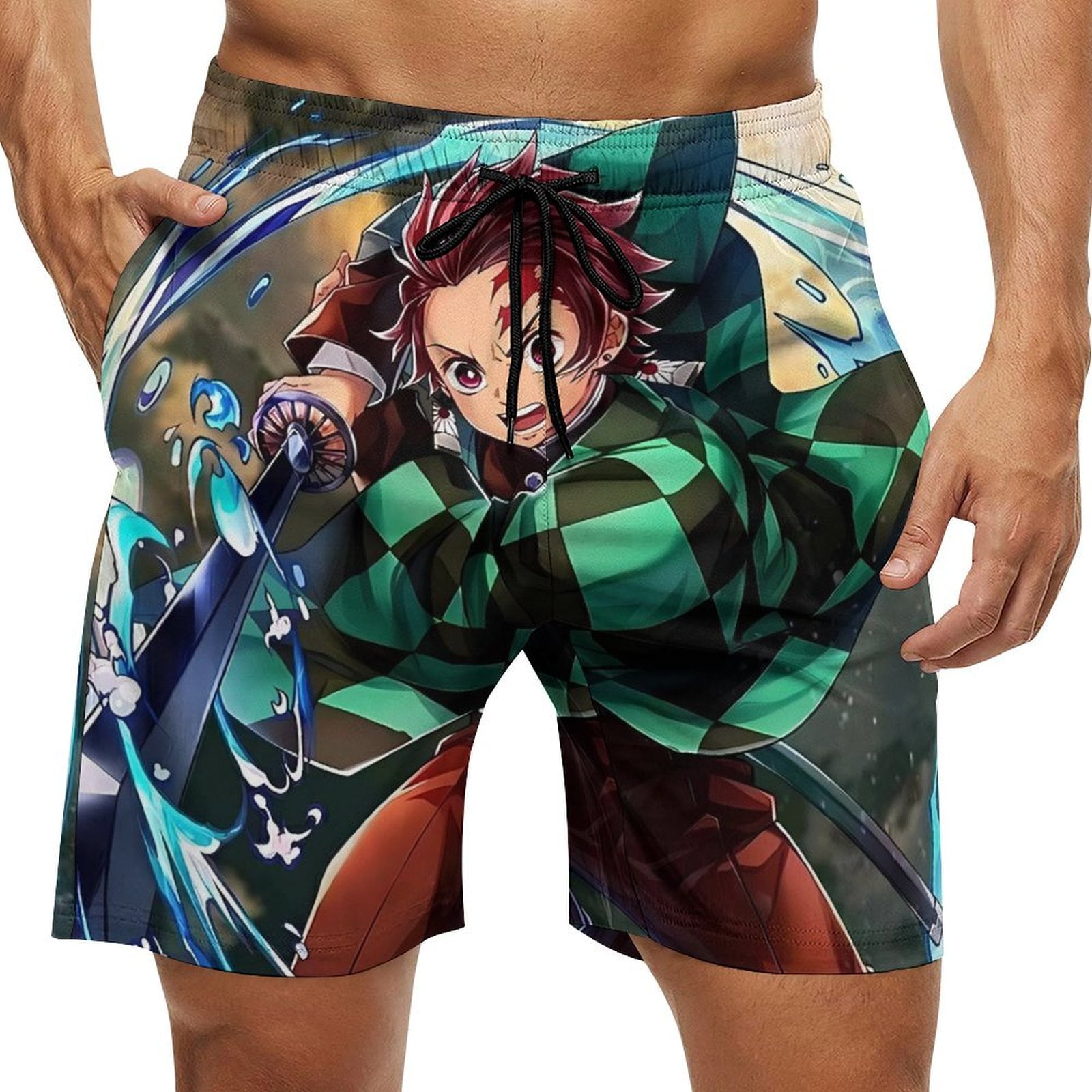 Demon Slayer Tanjiro Kamado Men's Beach Shorts Swim Trunks Quick Dry ...