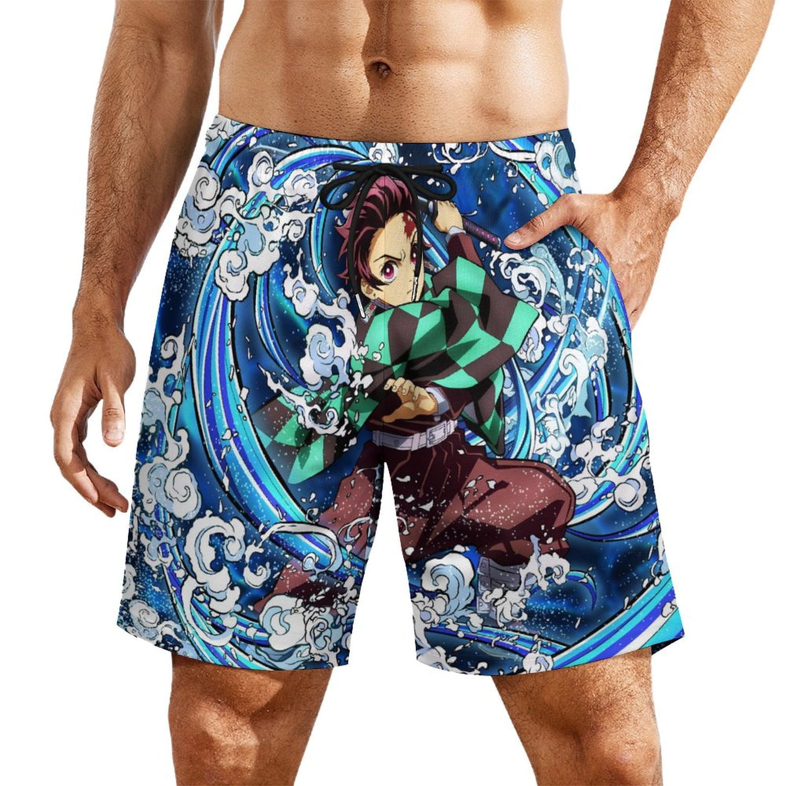 Demon Slayer Tanjiro Kamado Men's Board Shorts Swim Trunks Beach Short ...