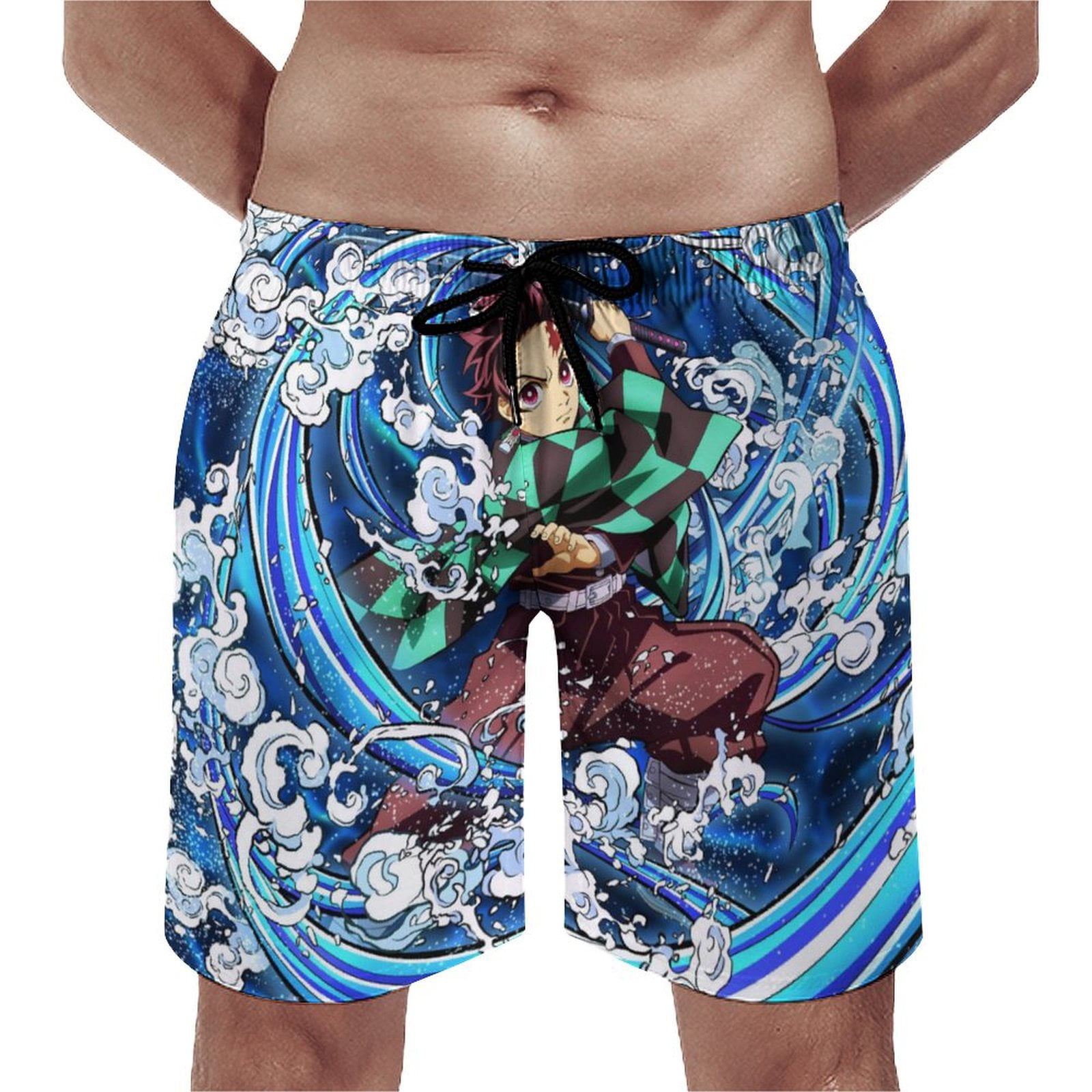 Demon Slayer Tanjiro Kamado Men's Swim Trunks Quick Dry Beach Board ...