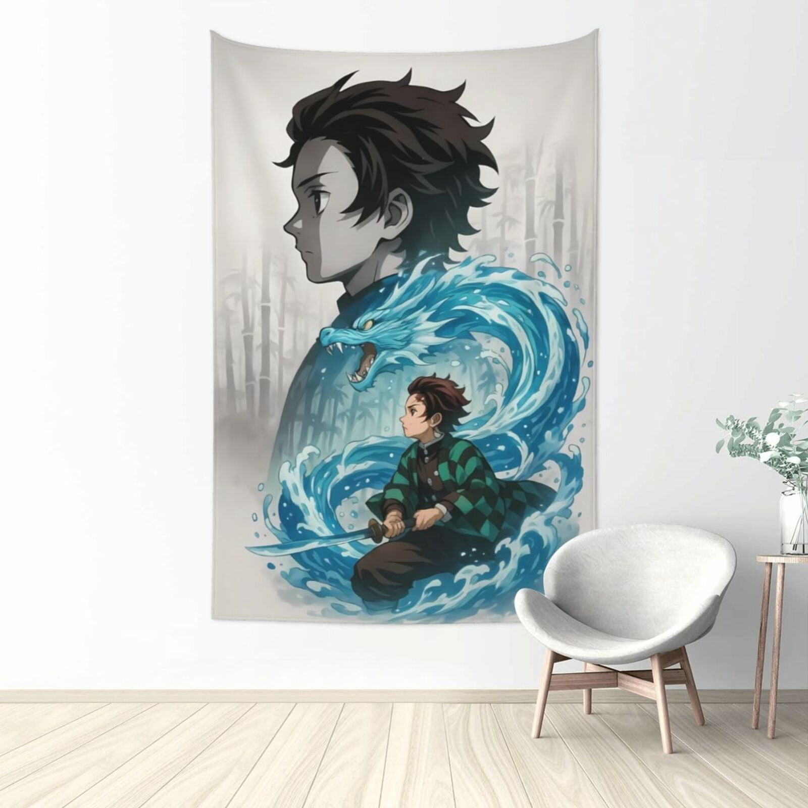 Demon Slayer Tanjiro Kamado Wall Hanging Tapestry - Aesthetic Dorm Room ...