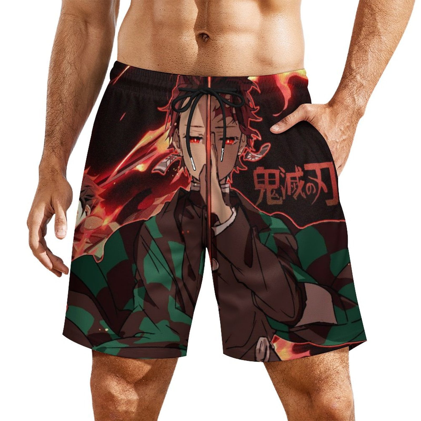 Demon Slayer Tanjiro Men's Board Shorts Swim Trunks Beach Short ...