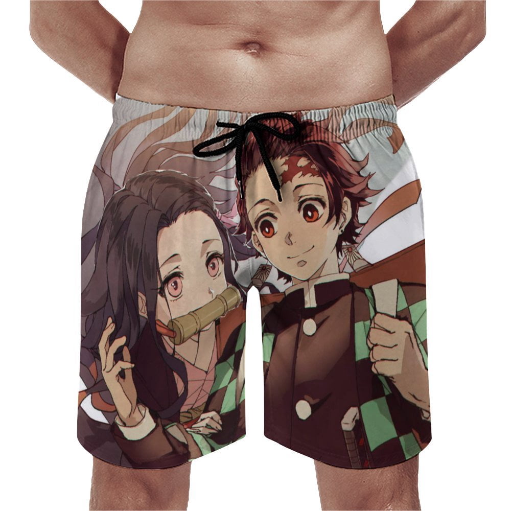 Demon Slayer Tanjiro Nezuko Anime Men's Swim Trunks Quick Dry Beach ...