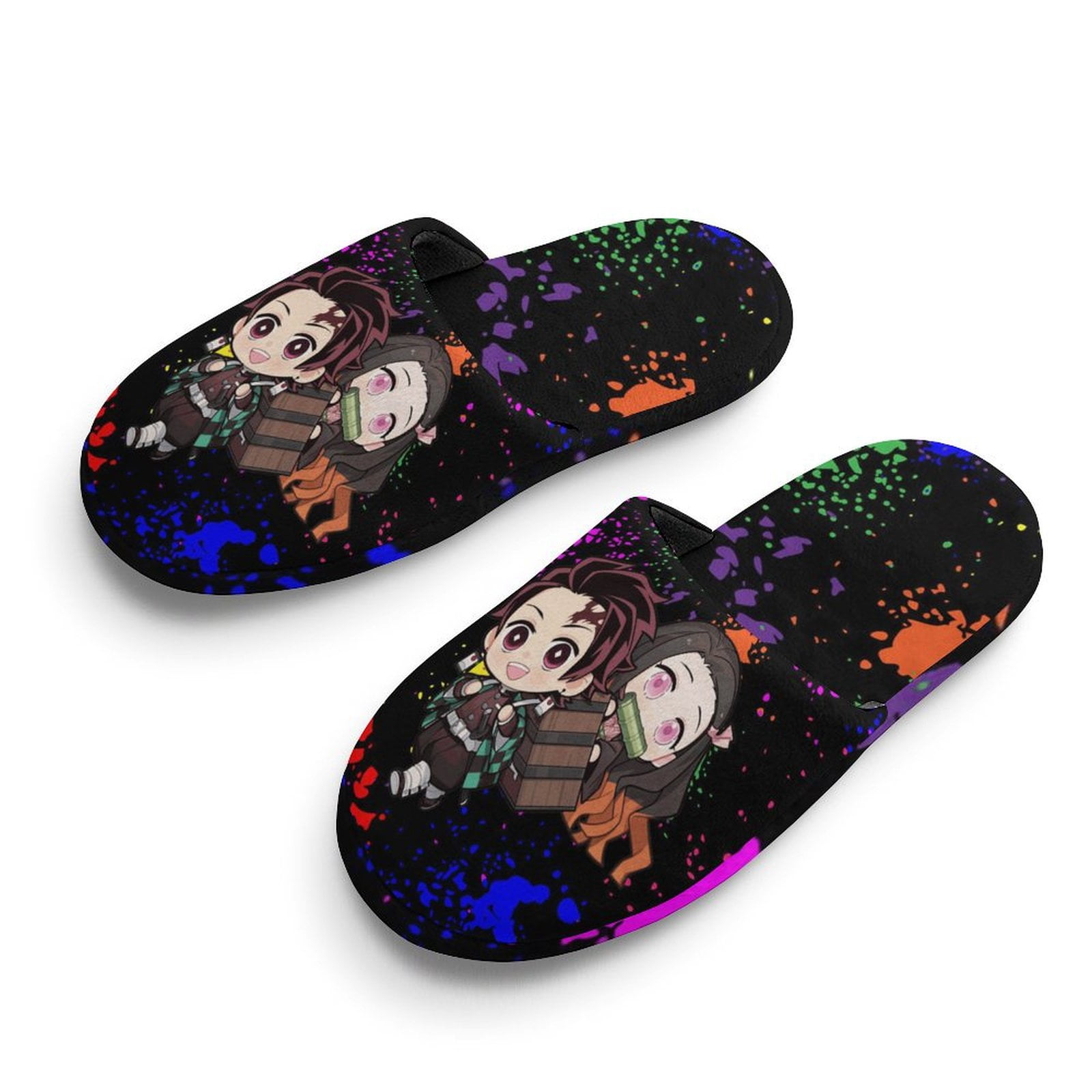 Demon Slayer Tanjiro Nezuko Cotton Slippers For Kids Flannel Plush ...