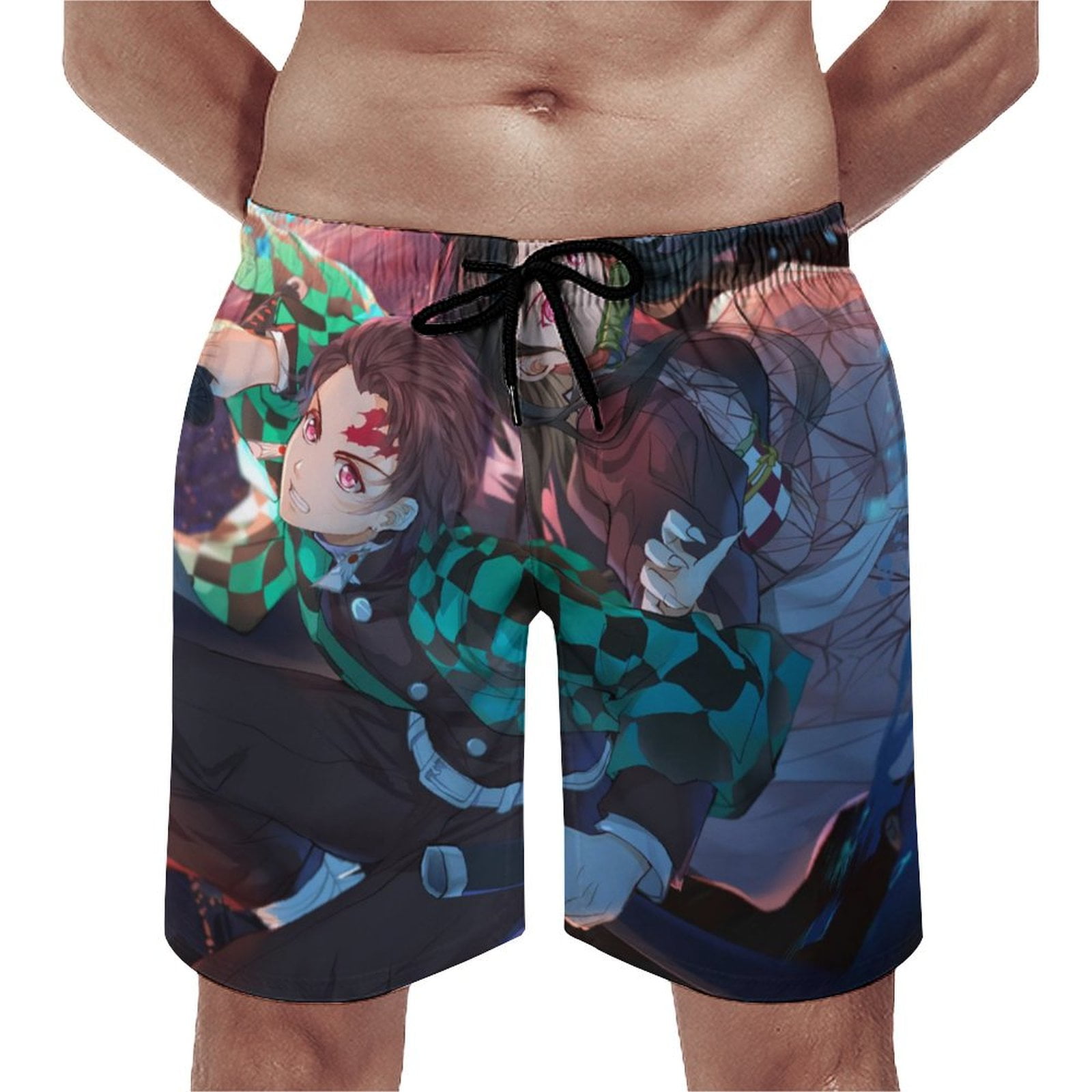 Demon Slayer Tanjiro Nezuko Men's Swim Trunks Quick Dry Beach Board ...