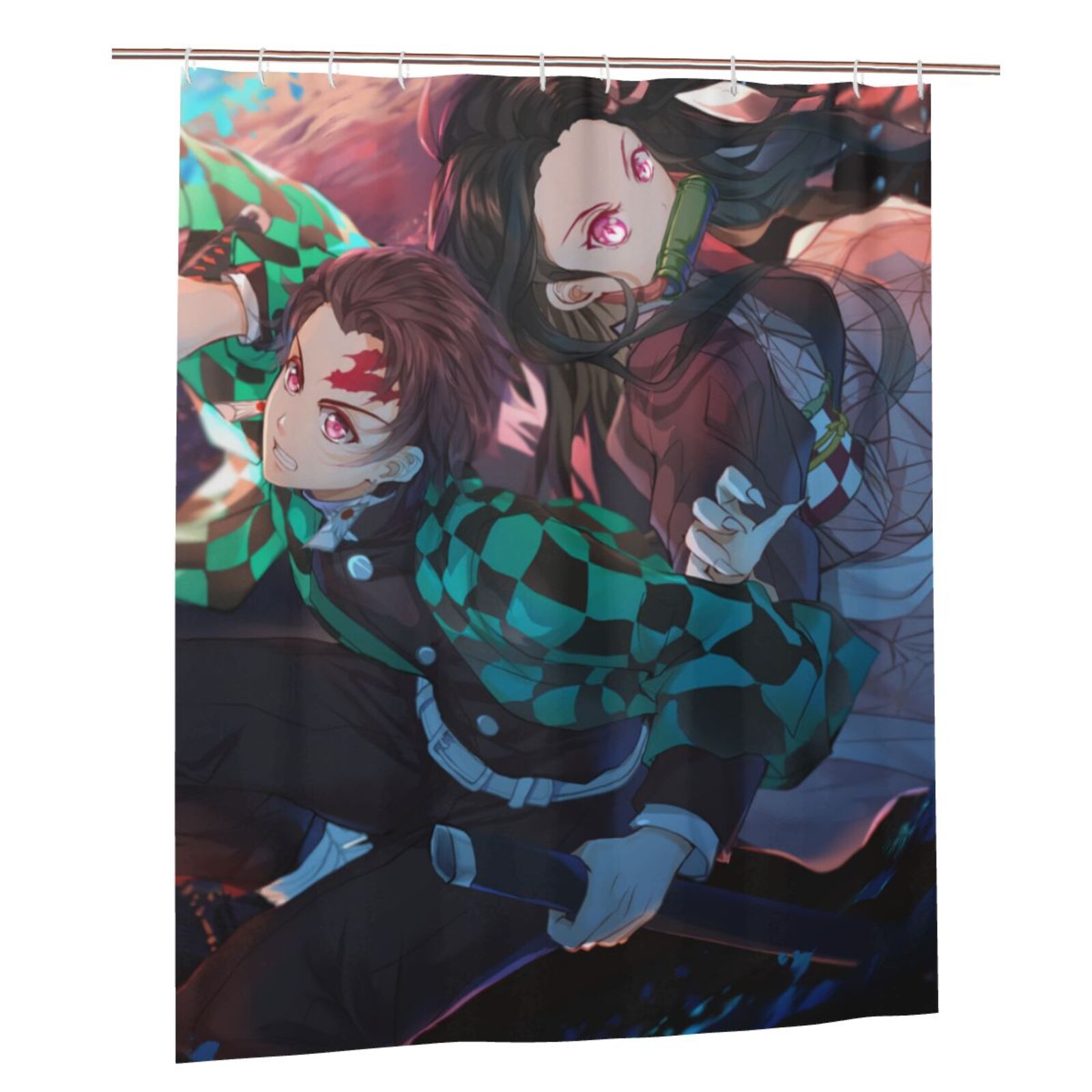 Demon Slayer Tanjiro Nezuko Shower Curtain Bathroom Accessories Decor ...