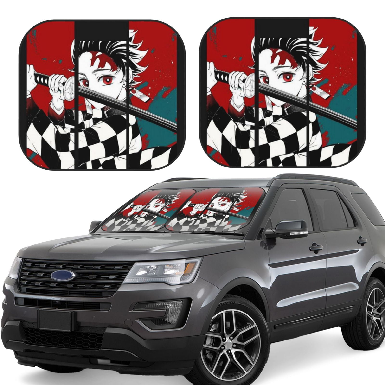 Demon Slayer Tanjiro Windshield Sun Shades Foldable Automotive Car ...