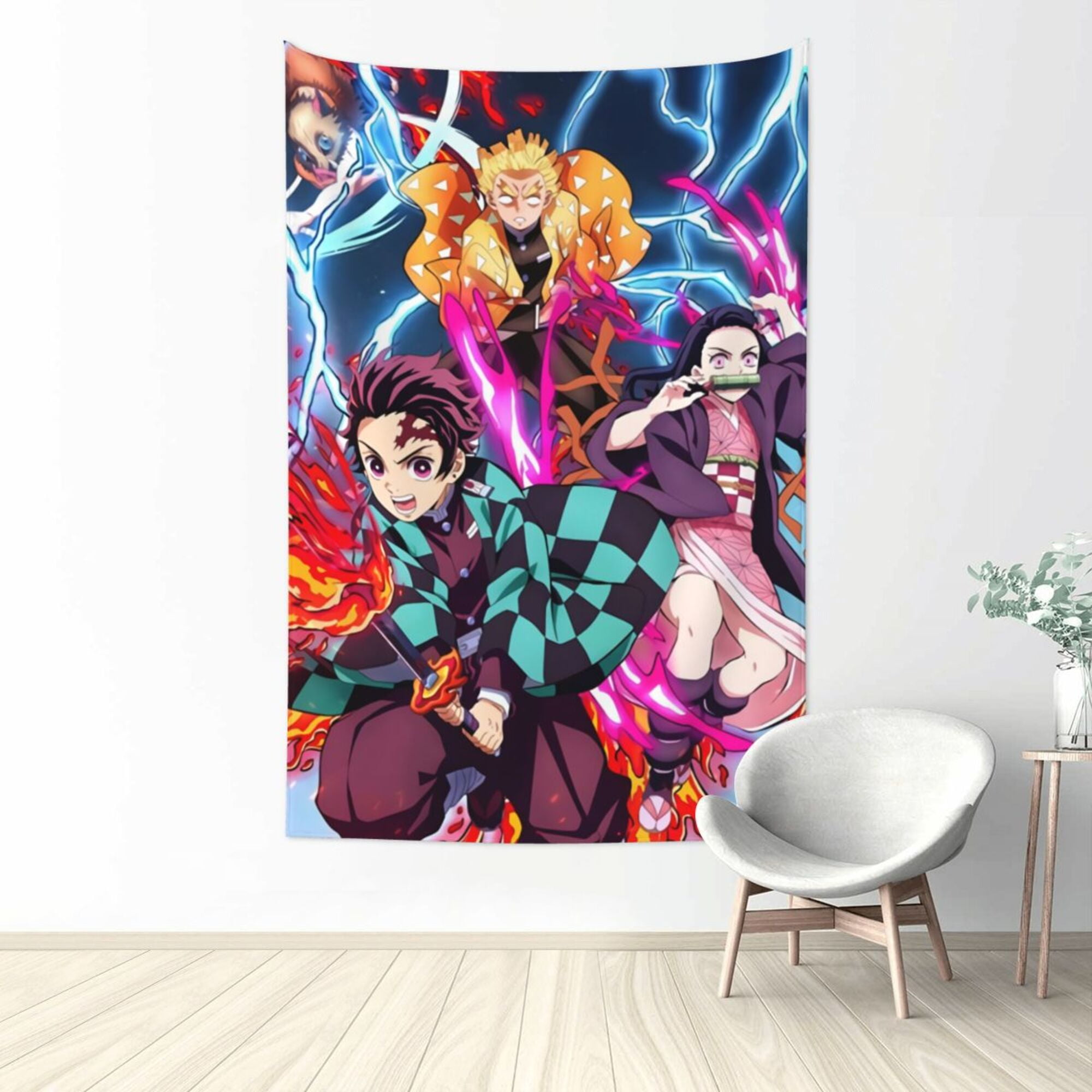 Demon Slayer Tapestry Cartoon Print Wall Art Hanging Tapestry Anime ...