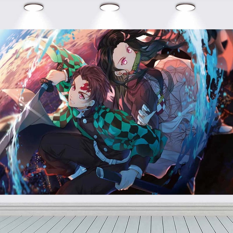 Demon Slayer Taspestry Wall Decor Birthday Banner Backdrop Background ...