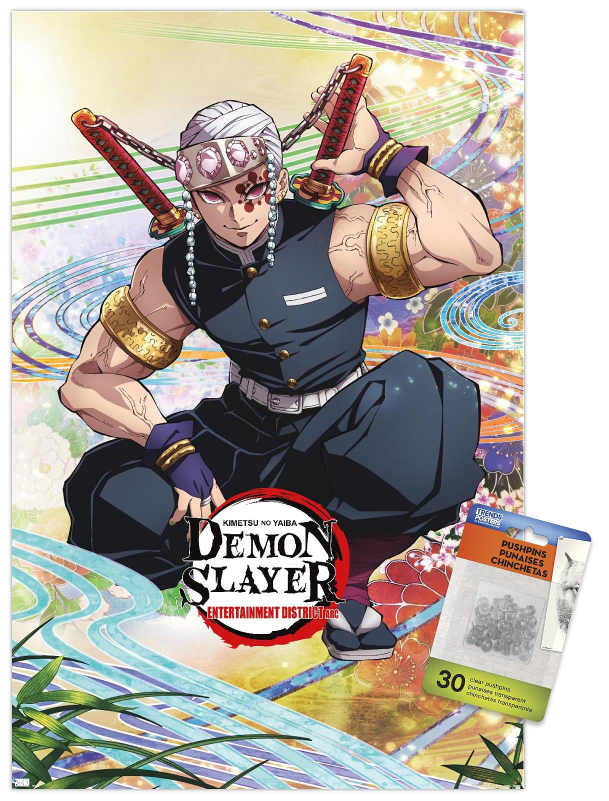 Demon Slayer - Tengen Uzui One Sheet Wall Poster with Push Pins, 14.725 ...