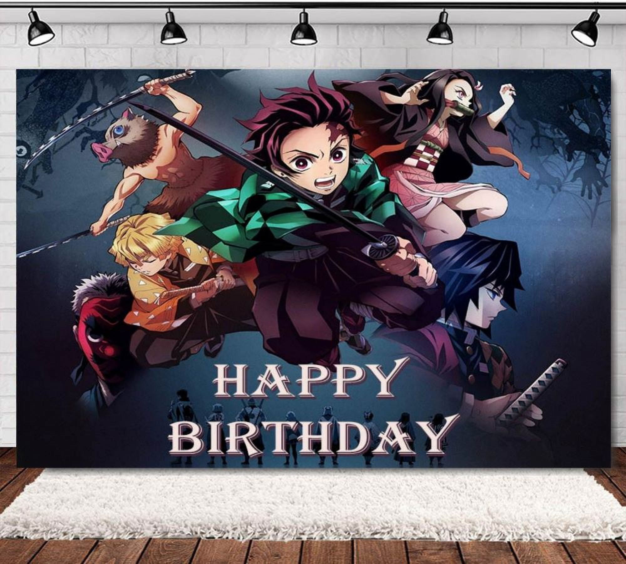 Demon Slayer Theme Birthday Flag Background Banner Children's Party ...