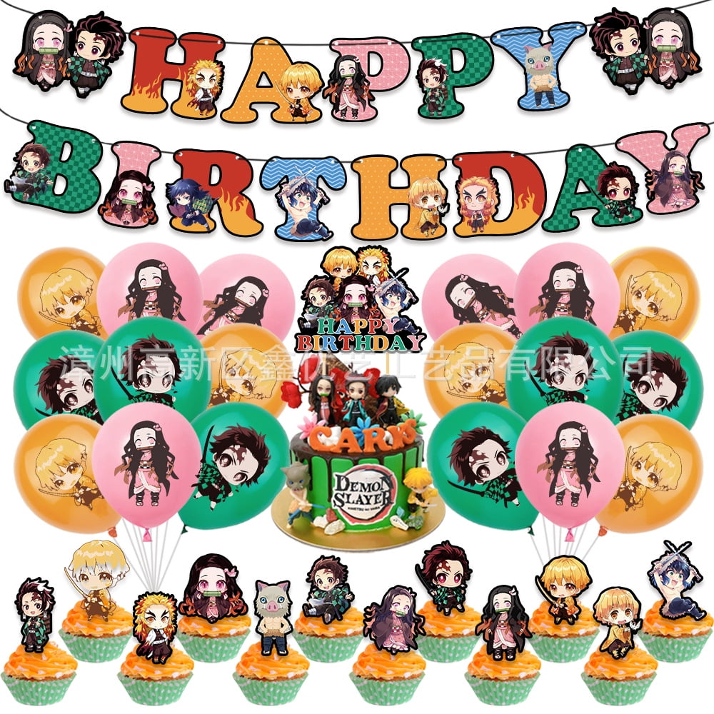 Demon Slayer Themed Birthday Scene Arrangement Party Supplies Banner ...
