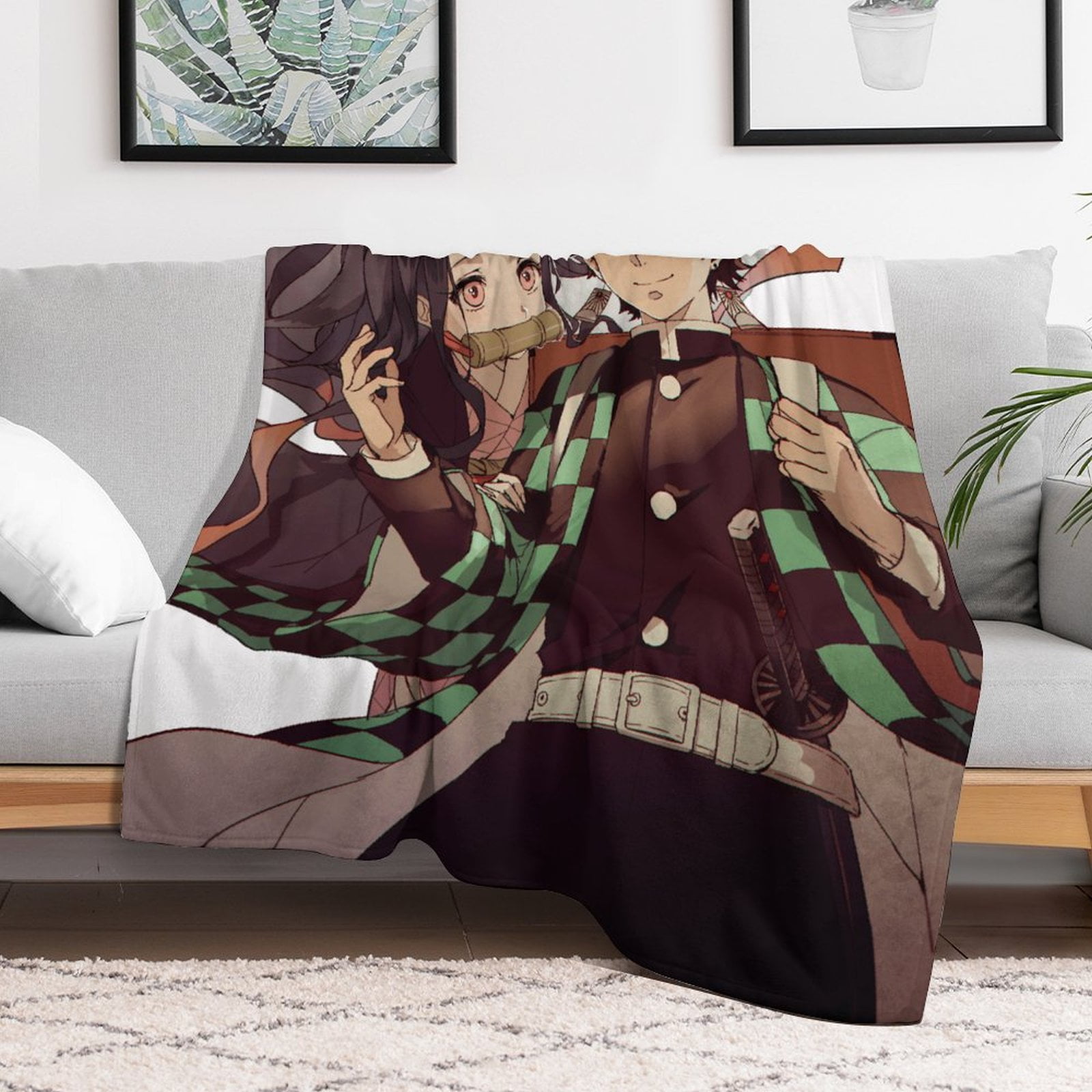 Demon Slayer Throw Blanket Flannel Tanjiro Nezuko Kocho 30"x40 ...