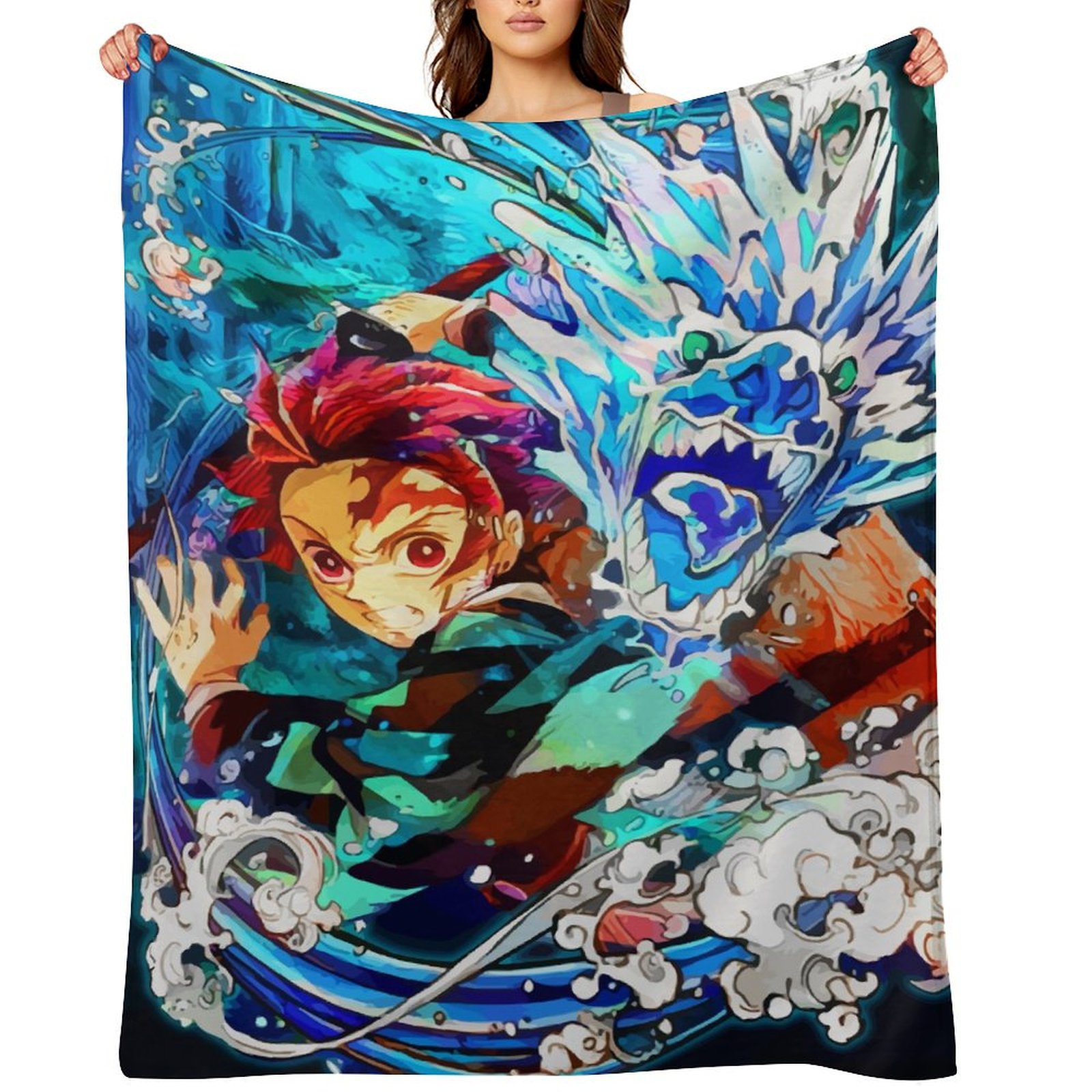 Demon Slayer Throw Blanket Soft Cozy Warm College Printing Oversized ...