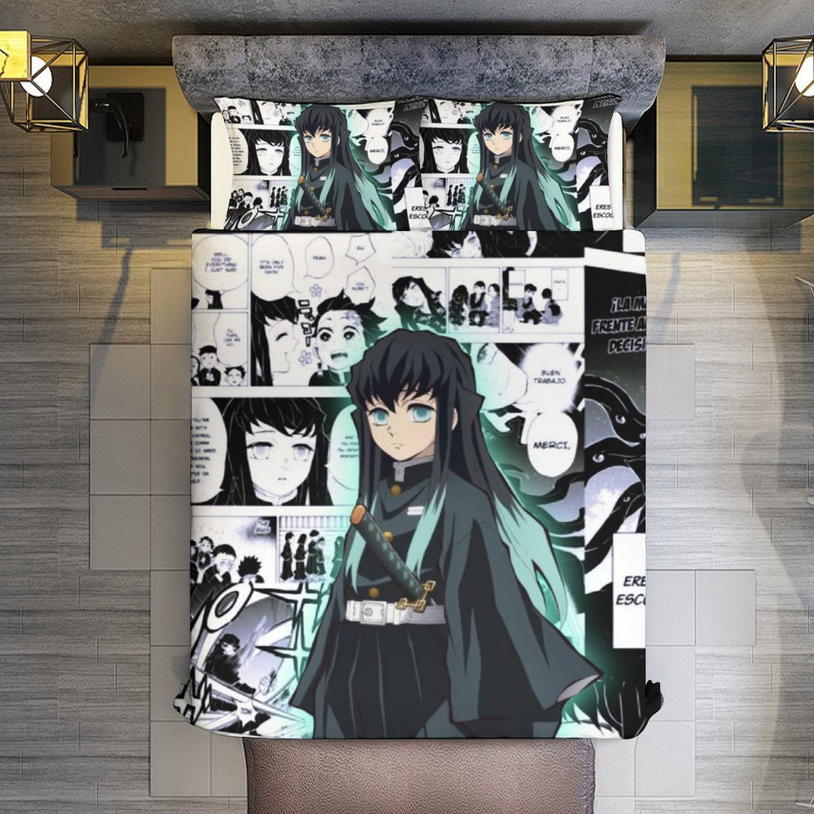 Demon Slayer Tokito Muichiro 3-Piece Bedding Comforter Set Bed Cover ...
