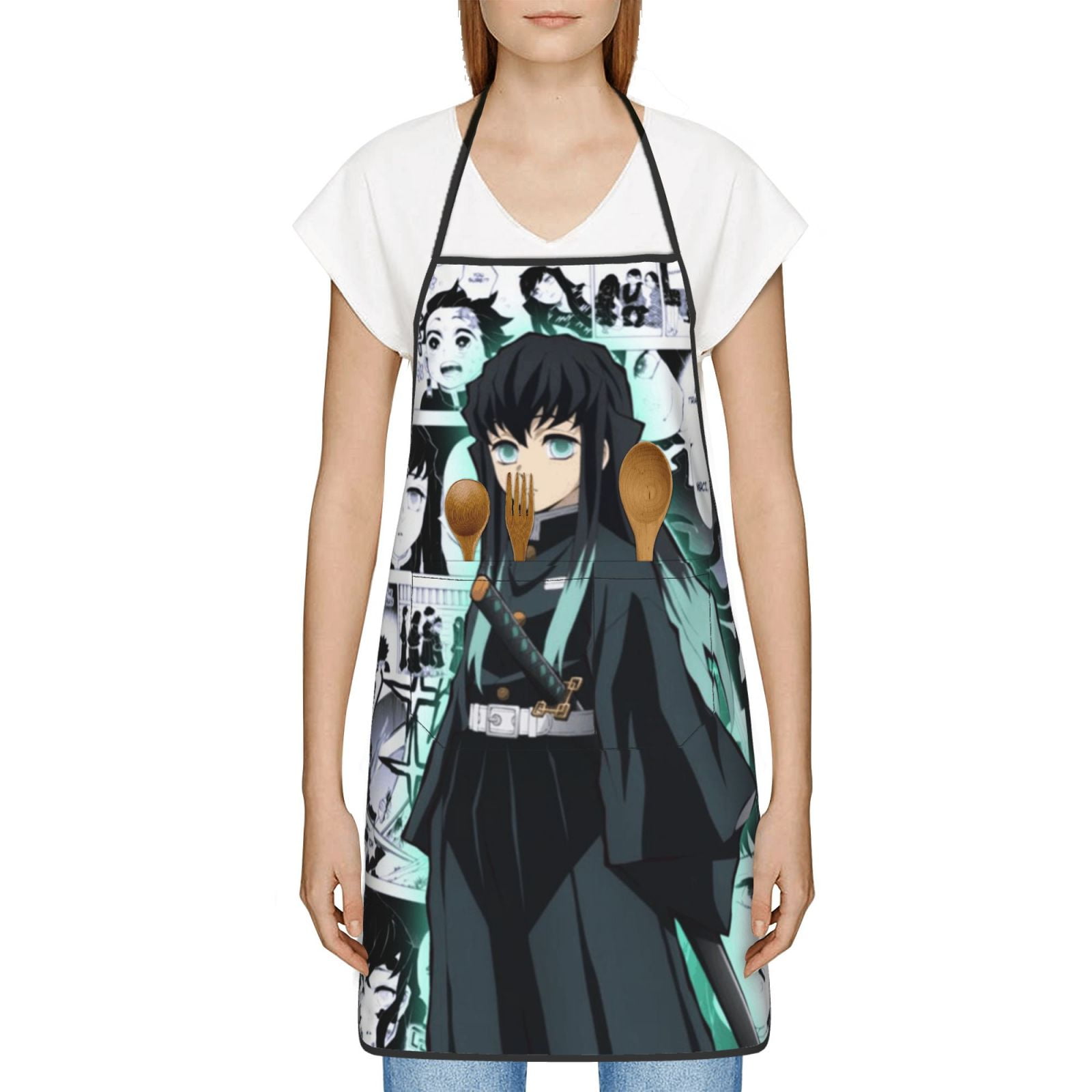 Demon Slayer Tokito Muichiro Bib Apron With Pockets, Cooking Kitchen ...