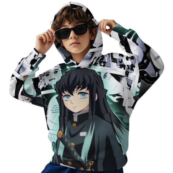 Demon Slayer Tokito Muichiro Kids Hoodie Cozy Hooded Sweatshirt Long ...