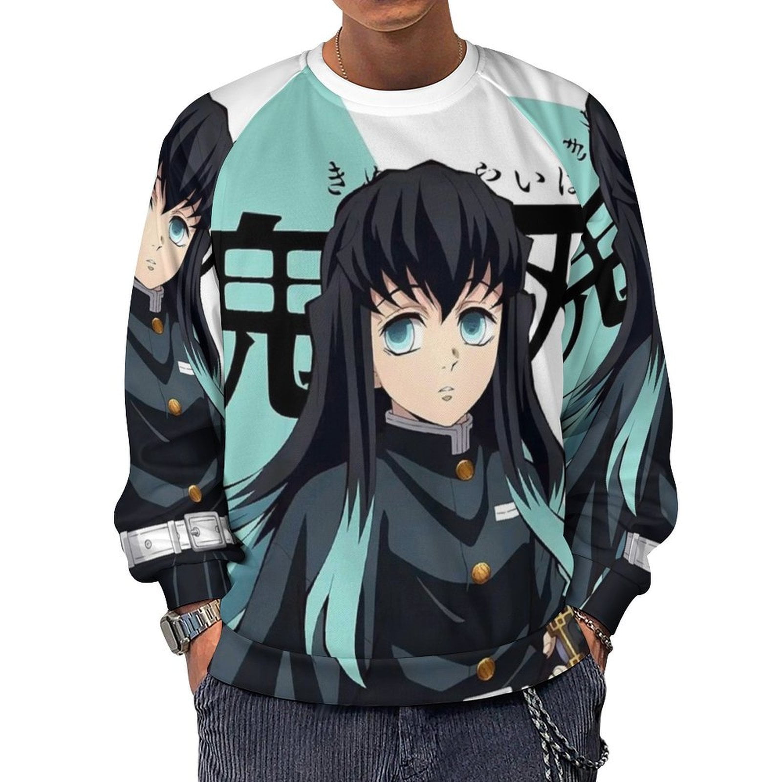 Demon Slayer Tokito Muichiro Mens Crew Neck Sweatshirt 3D Printing Fall ...