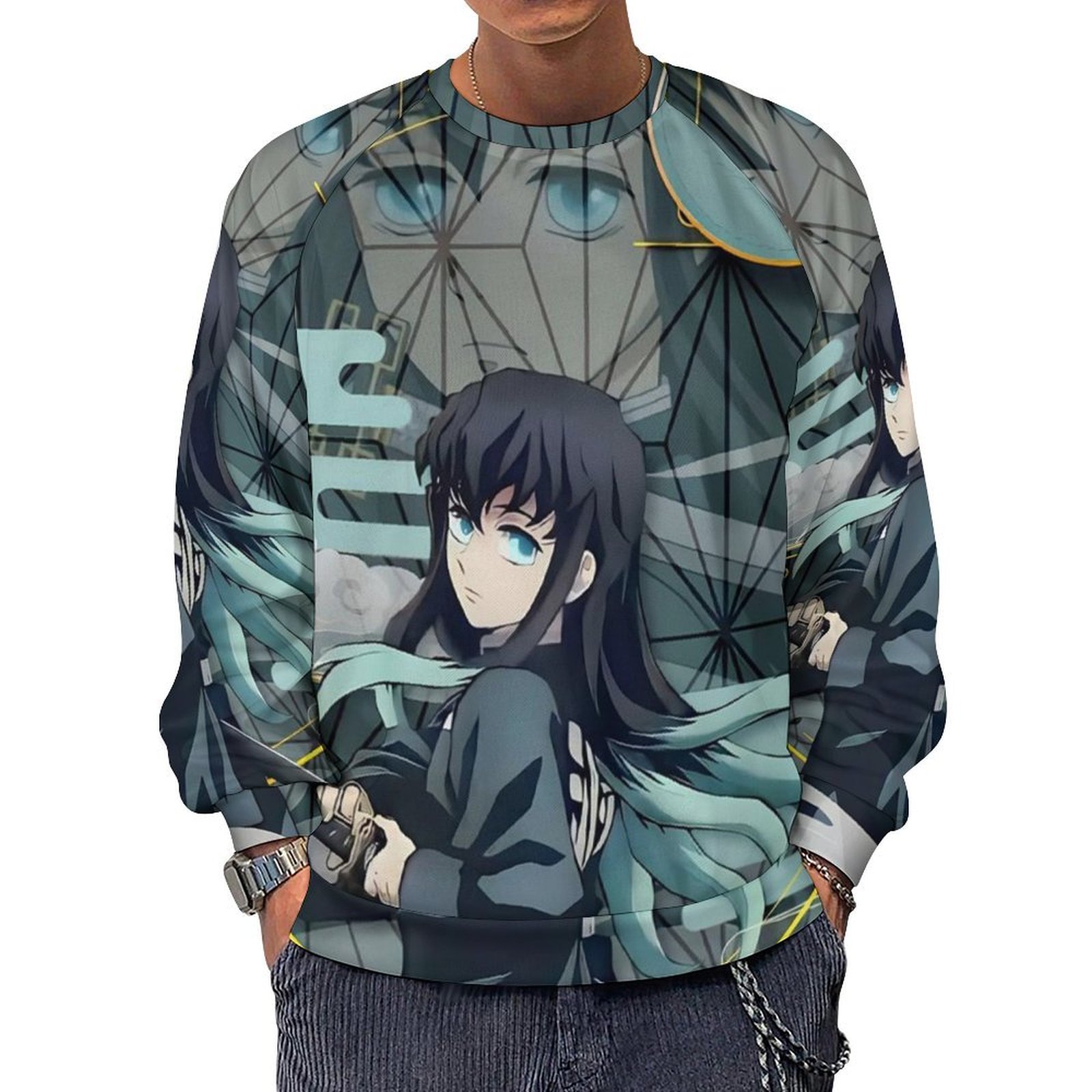 Demon Slayer Tokito Muichiro Mens Crew Neck Sweatshirt 3D Printing Fall ...