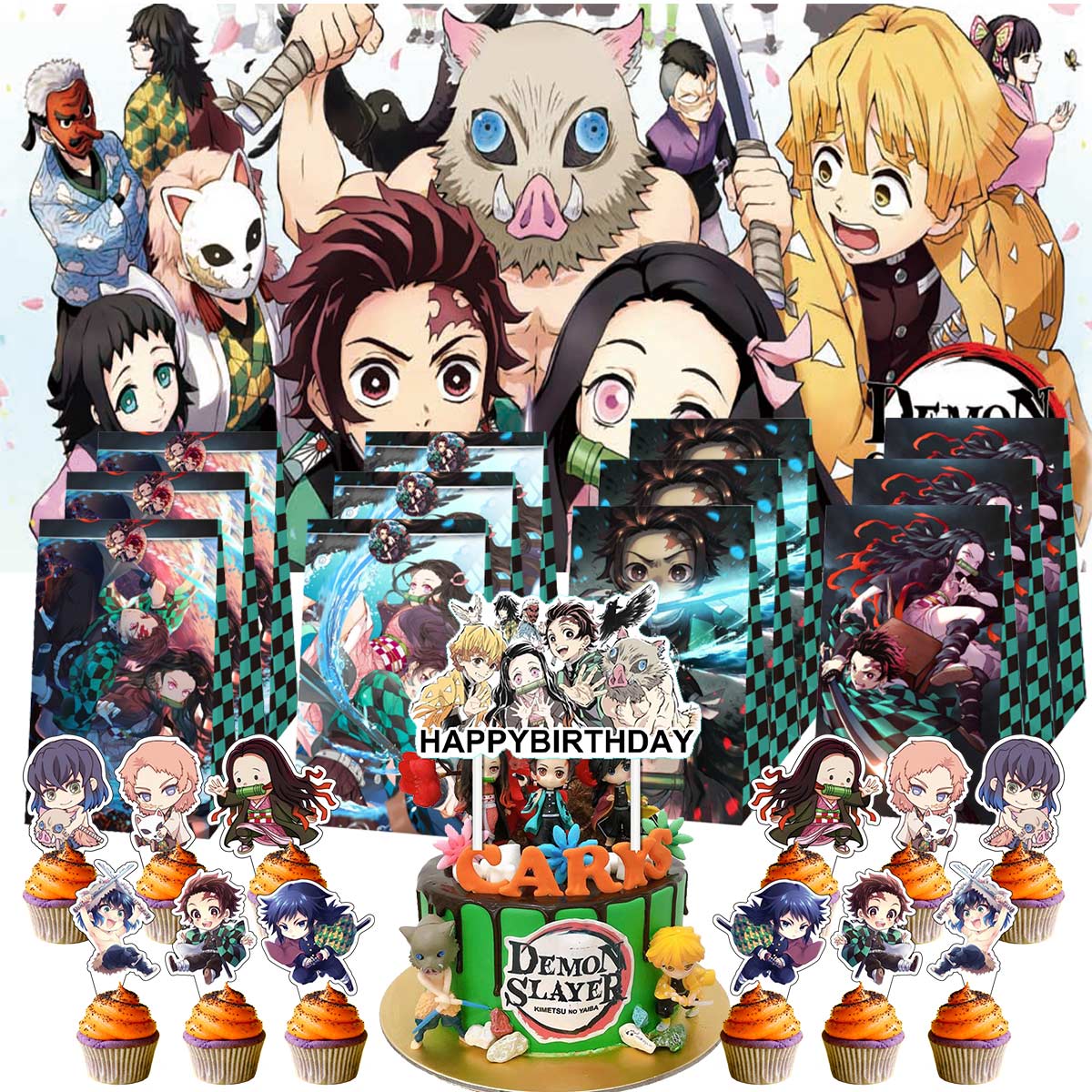 Demon Slayer Treat Bags Candy Decorations Party Favor Supplies Birthday ...