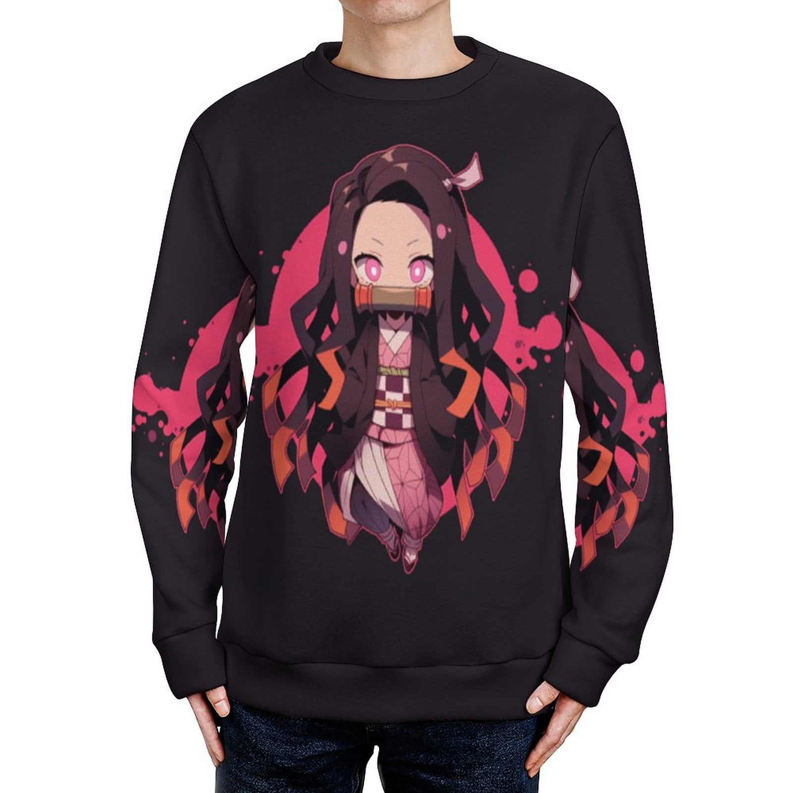 Demon Slayer Unisex Sweater Long Sleeve Round Neck Pullover Jumper Fall ...