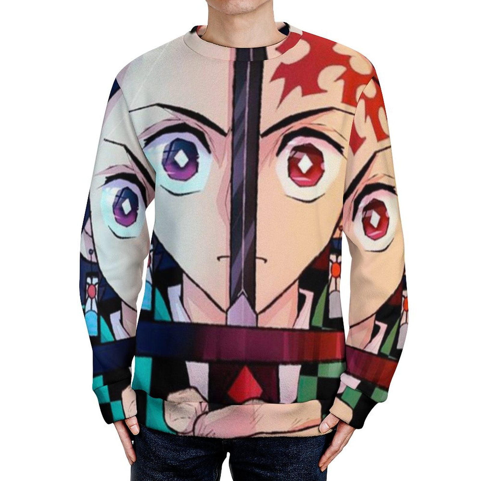 Demon Slayer Unisex Sweater Long Sleeve Round Neck Pullover Jumper Fall ...