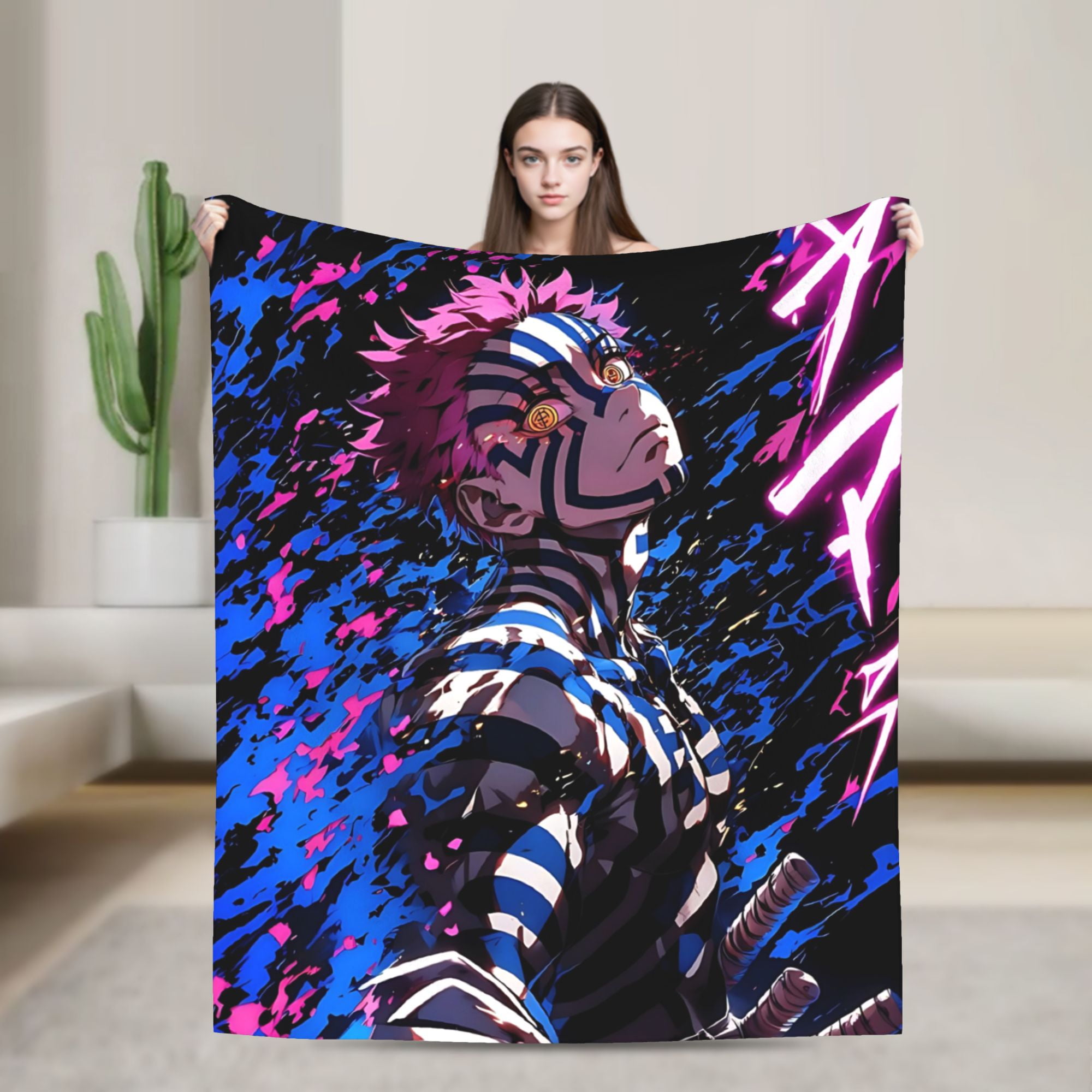 Demon Slayer Upper Rank Three Akaza Anime Blanket - Soft Flannel Throw ...